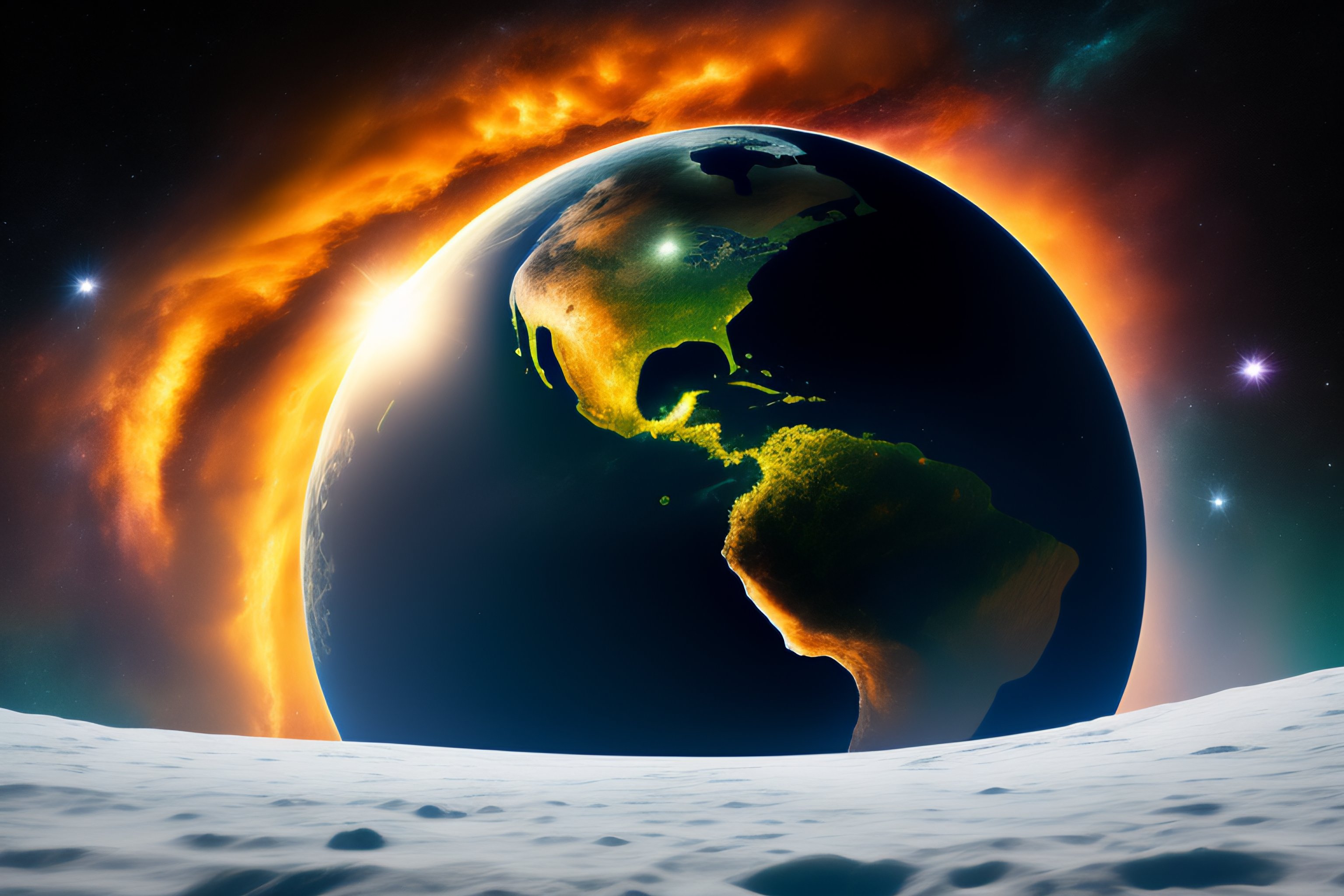 Lexica - The earth in space with a closed-eyed face, the beautiful Gaia