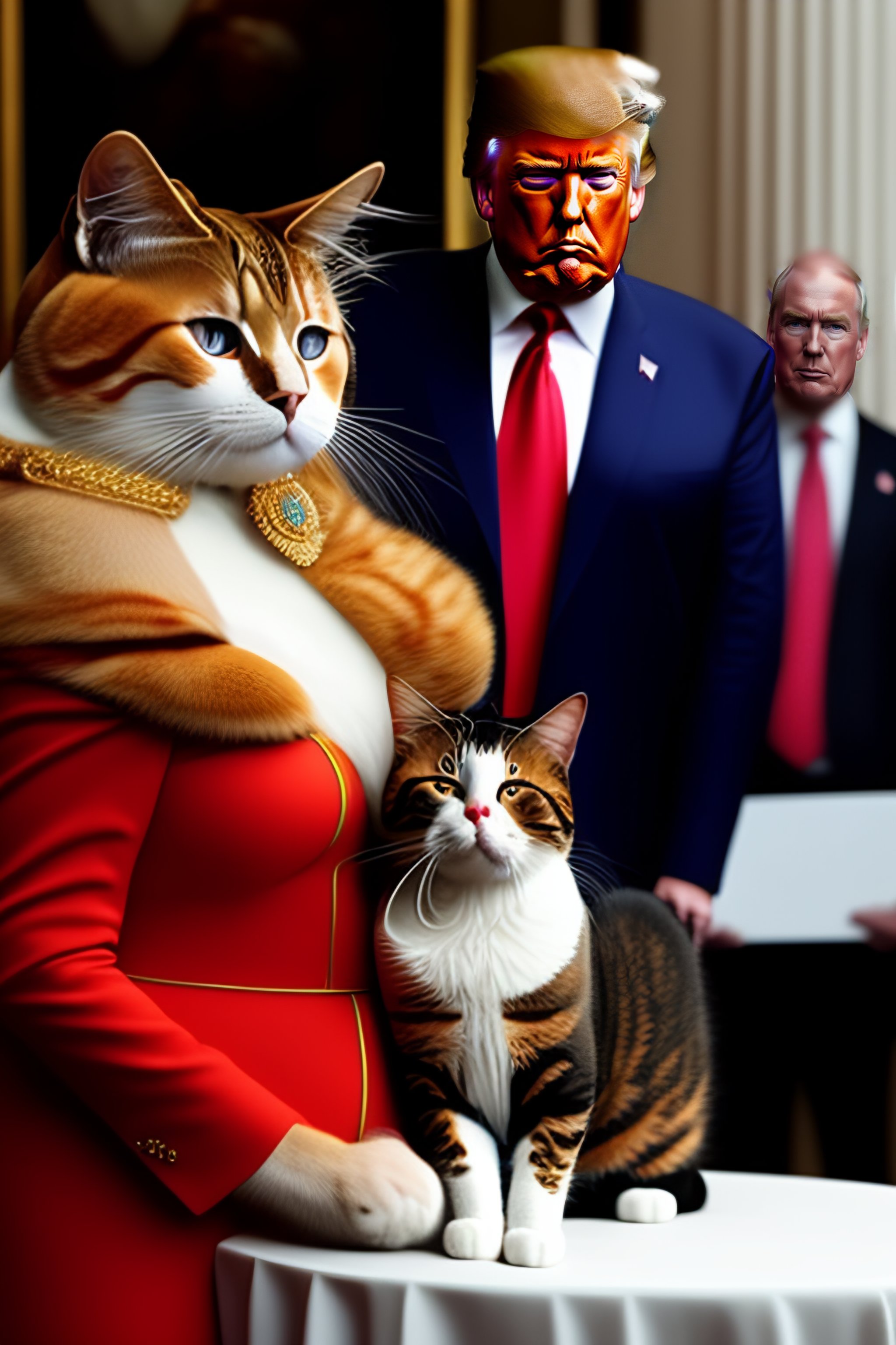 Lexica - Donald Trump wearing a dress holding a cat