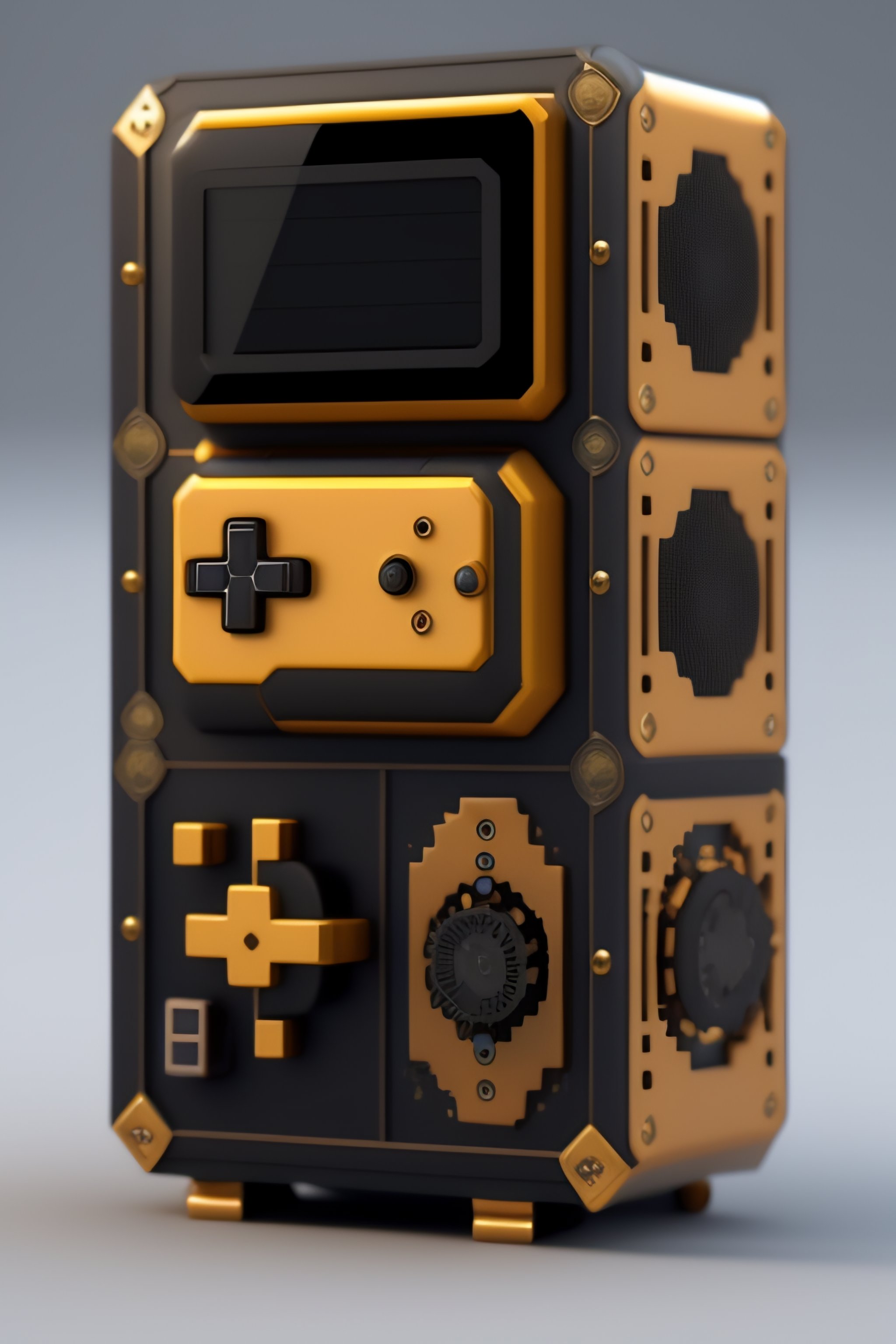 Lexica - C4D render of a steampunk game boy with mechanical gears ...