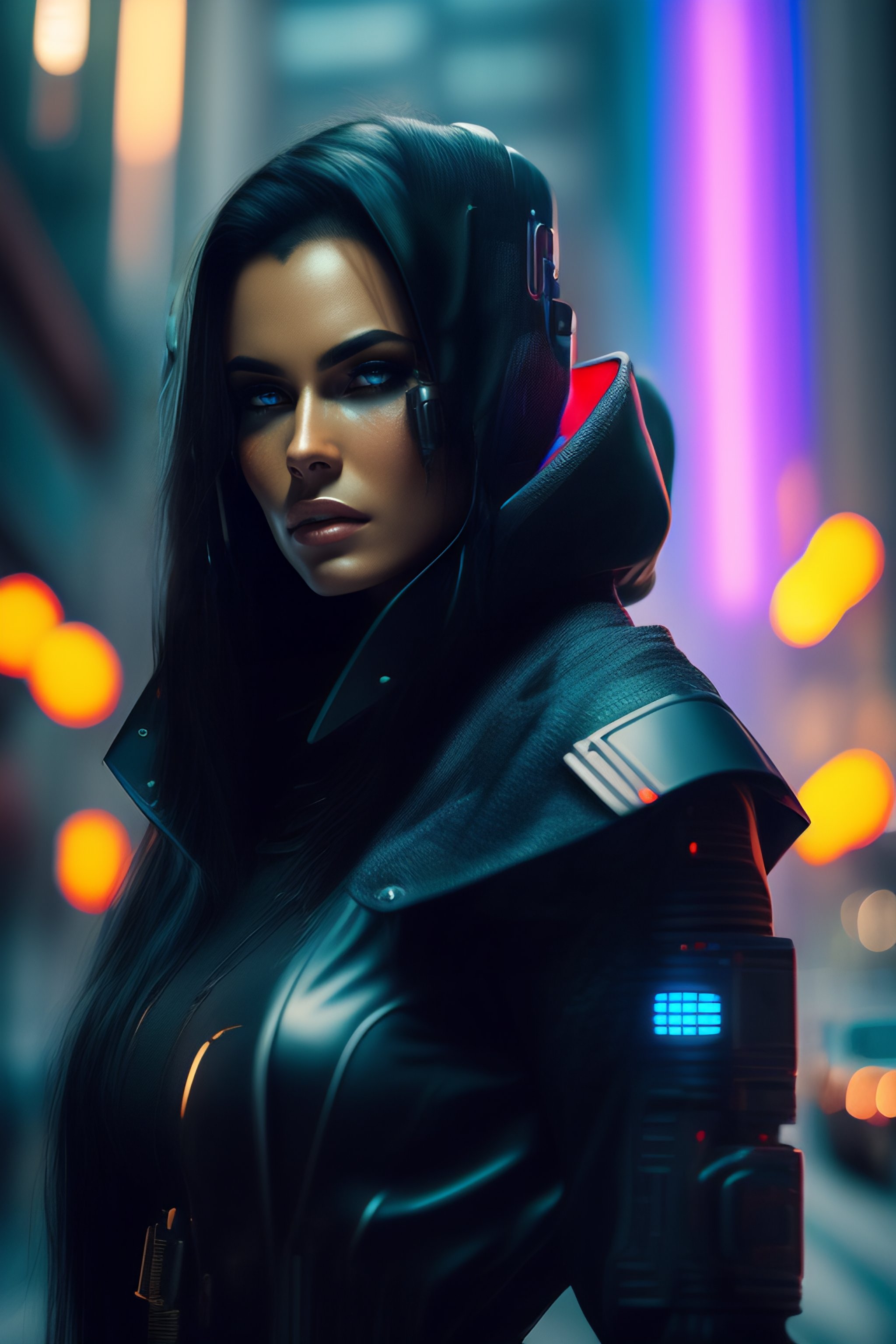 Lexica - Futuristic cyberpunk assassin in a futuristic cyberpunk city