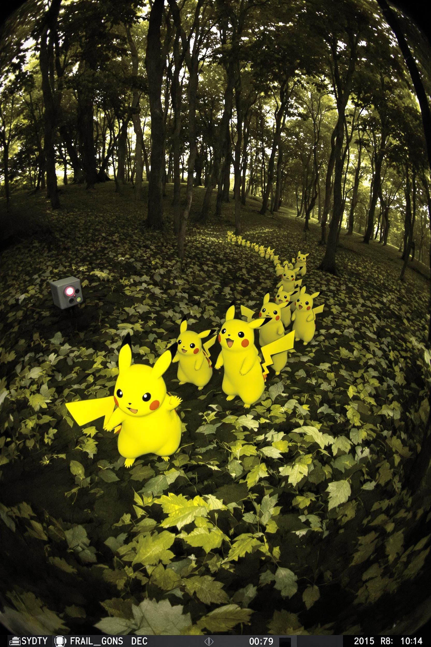 Lexica - Pikachu caught on trail cam, grainy, cute pikachu