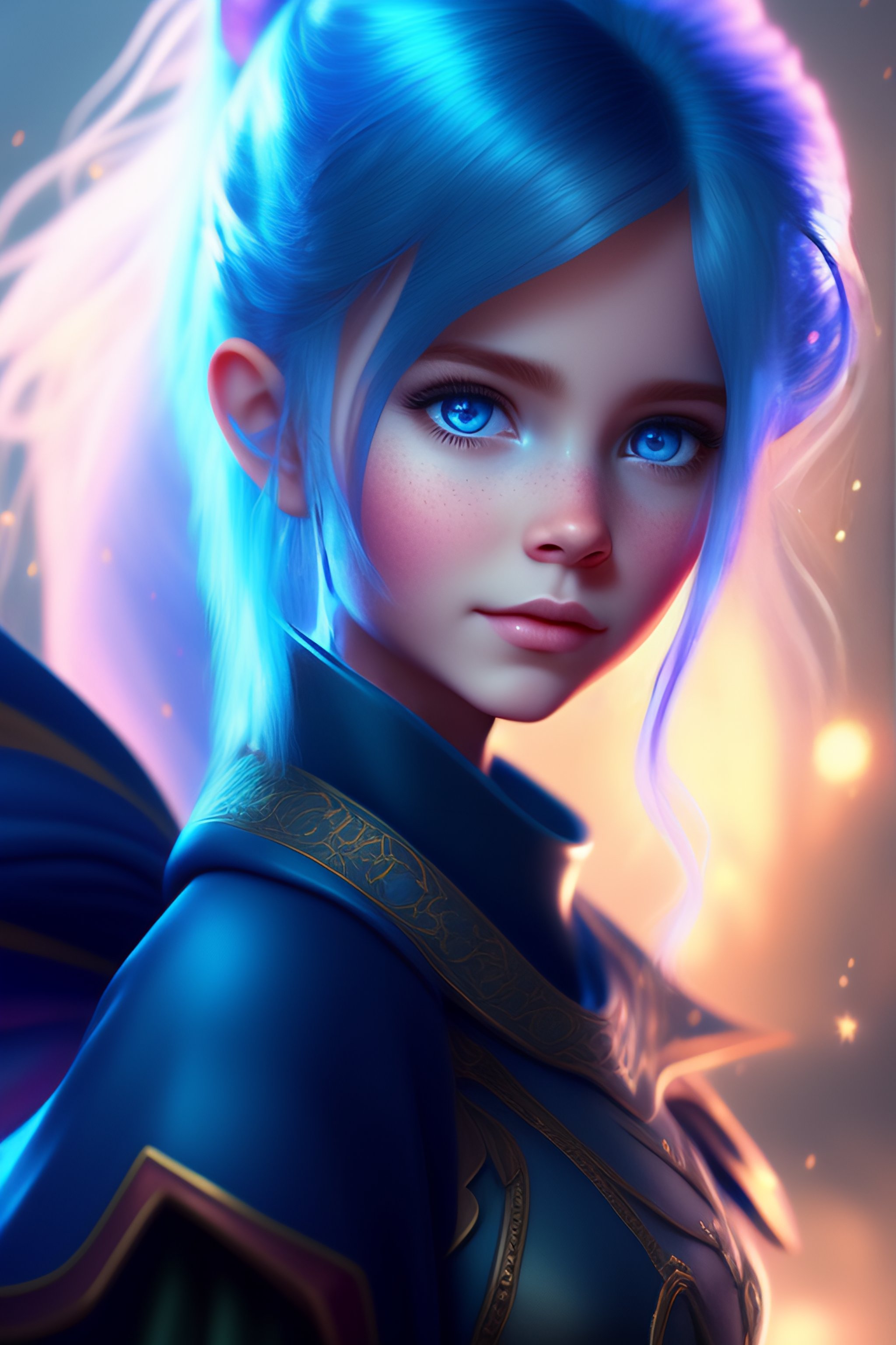 Lexica - Little blue girl Pixie stormblessed fantasy art 4k