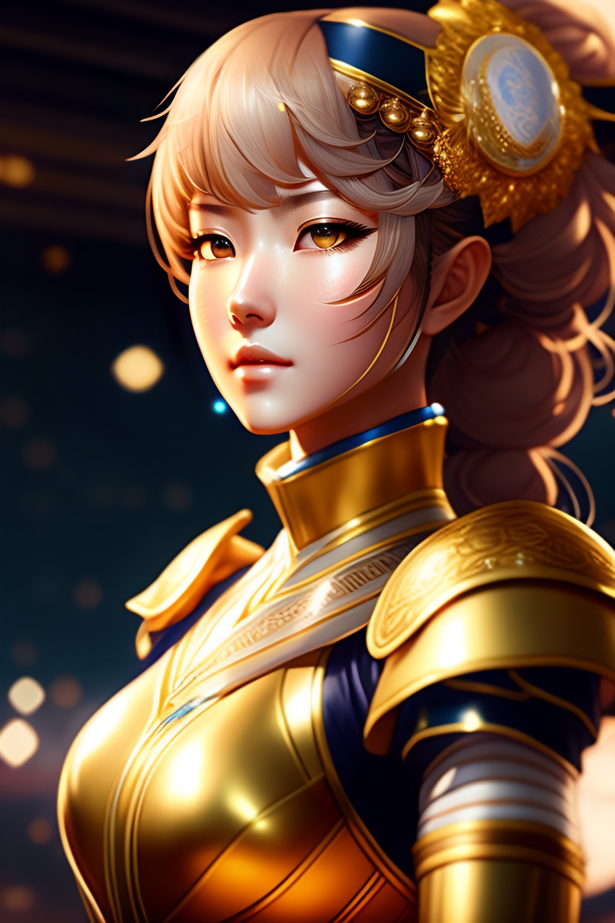 Lexica - Royal princess in gold and white armor, hidari, color page ...