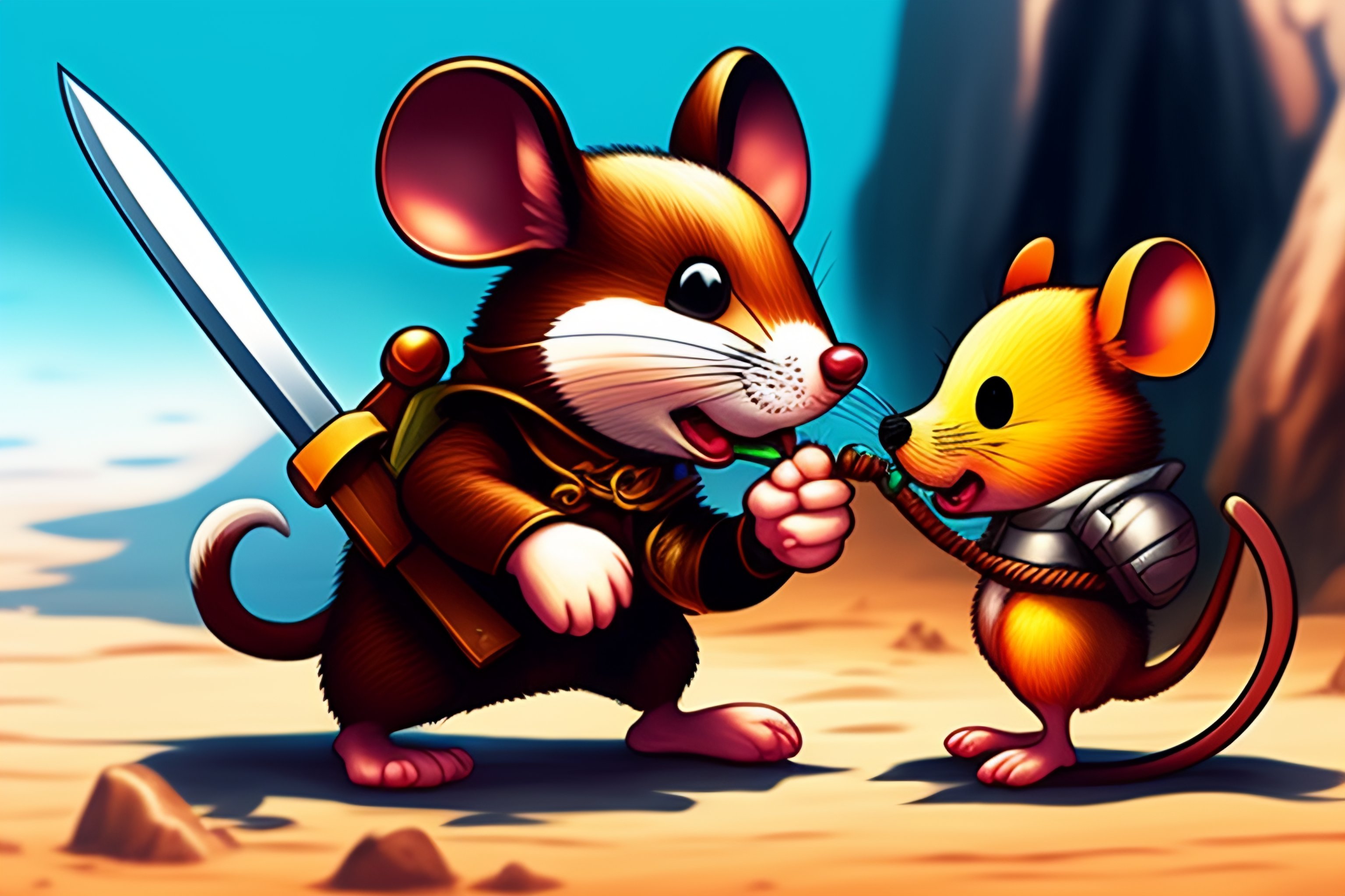Lexica - The Mouse with melee weapons fight eachover on Manga Book Cover