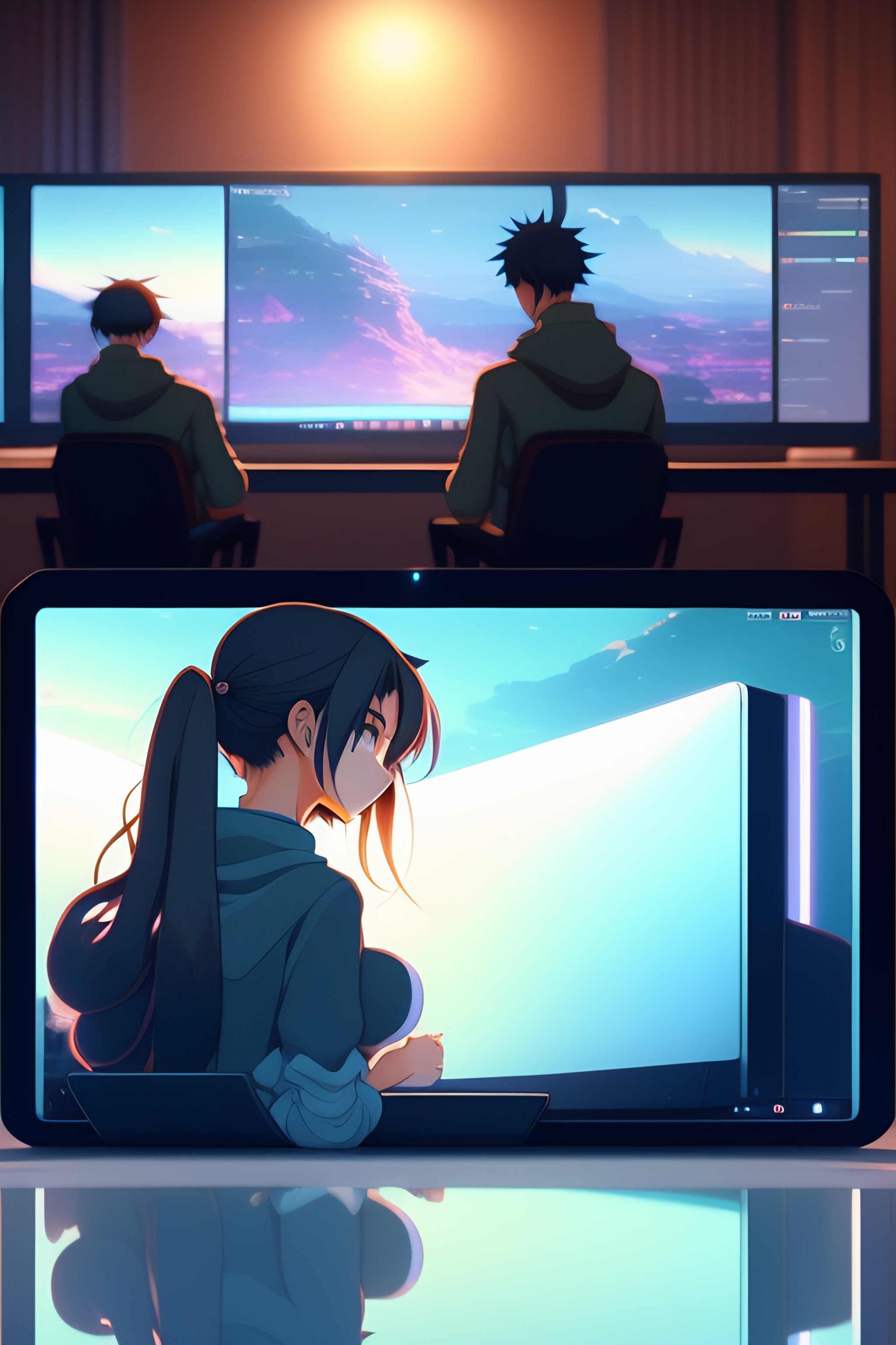 Lexica - Create a high resolution artwork of Anime Girl is programming ...