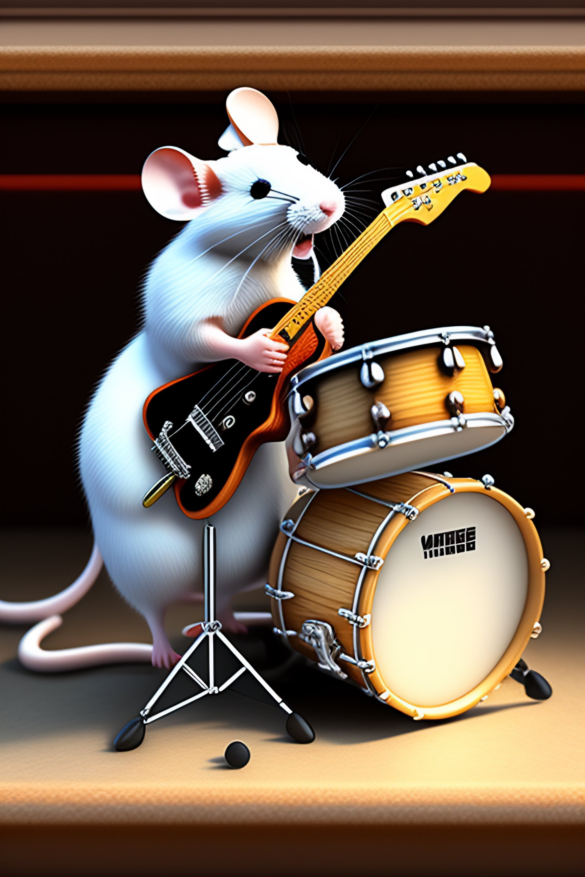 Lexica - Picture of white mice rock band playing guitar and drums ...