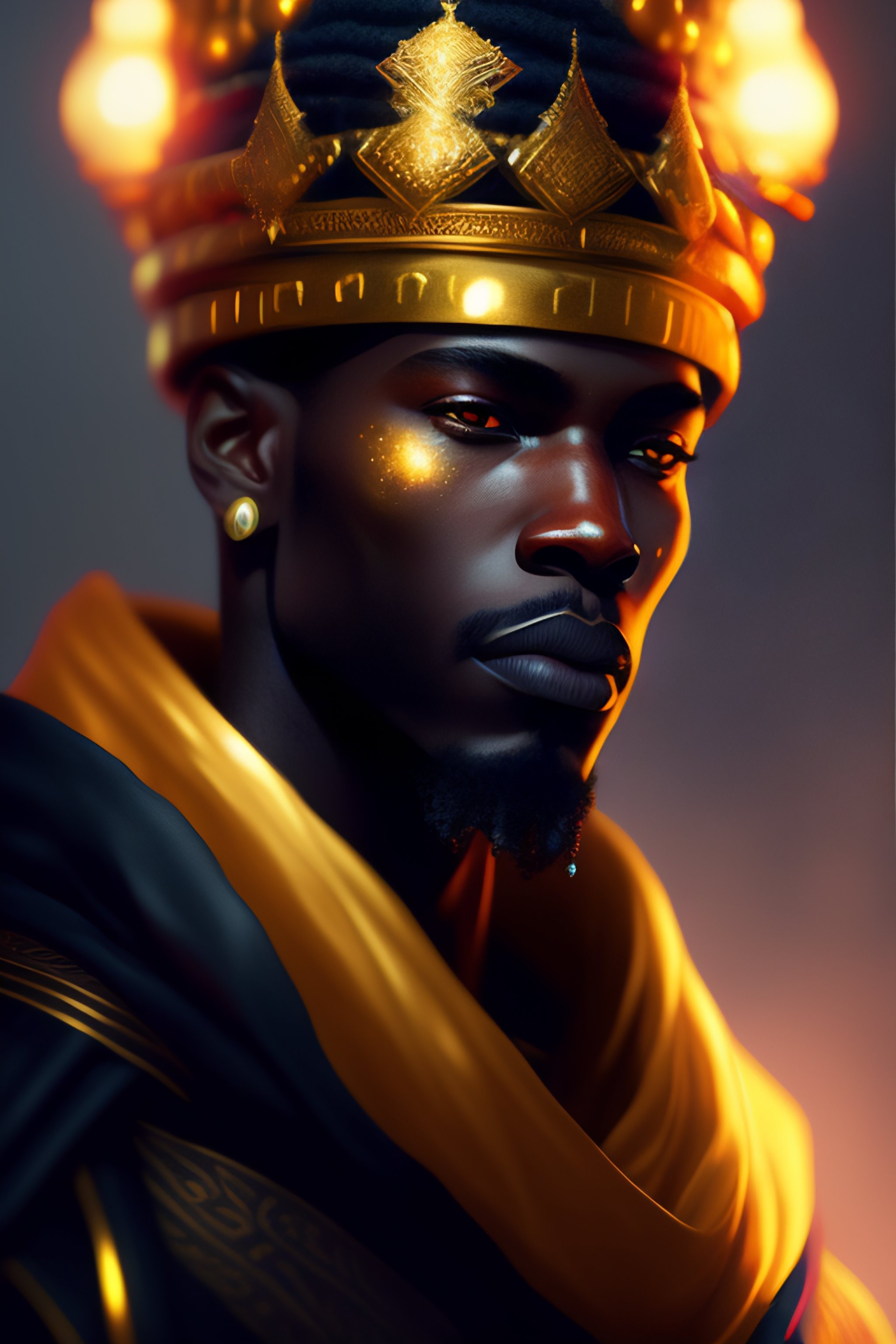 Lexica - A dark and ominous african moor with glowing eyes and a golden ...