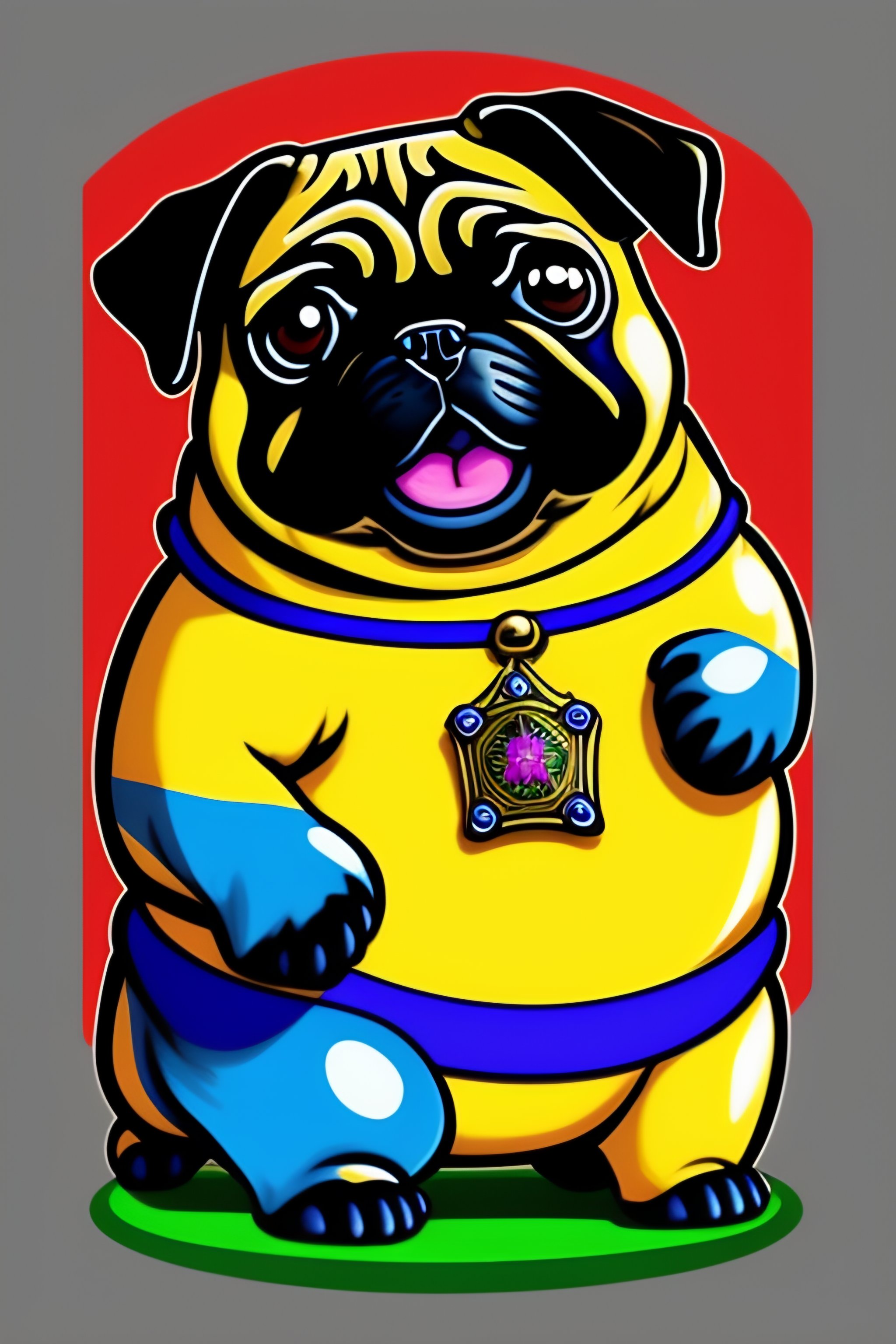 Lexica - Colourful t-shirt of a cute pug playing Dungeon n Dragons, cartoon