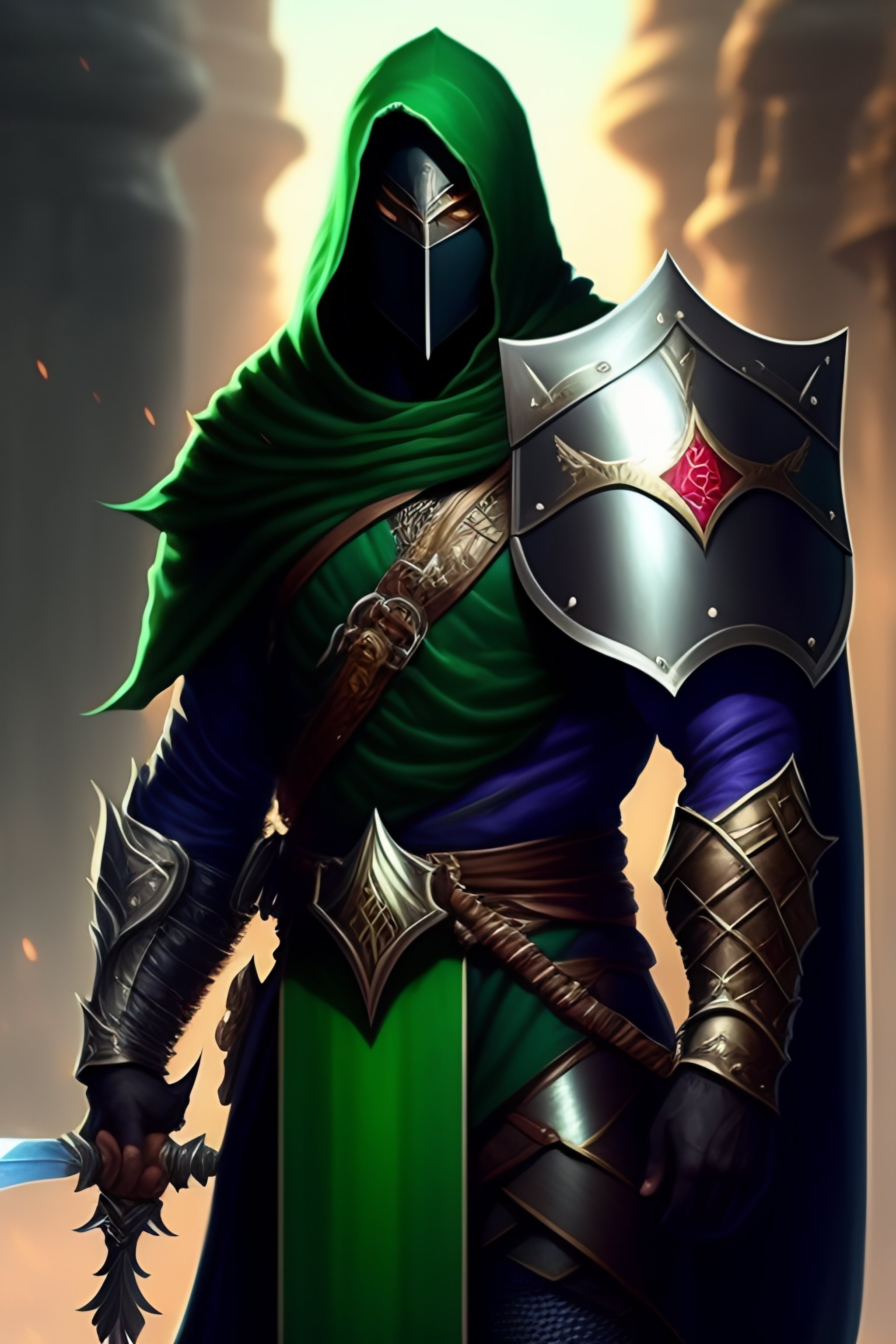Lexica - Half-drow male good warrior Green eyes and basic mail armor ...