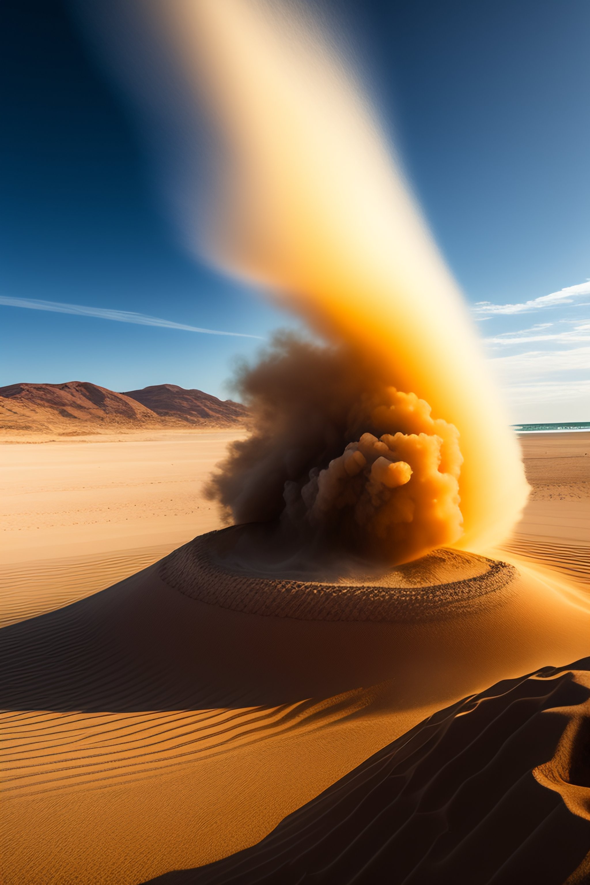 Lexica - Atomic bomb on impact with flying sand, ultra realistic, high ...