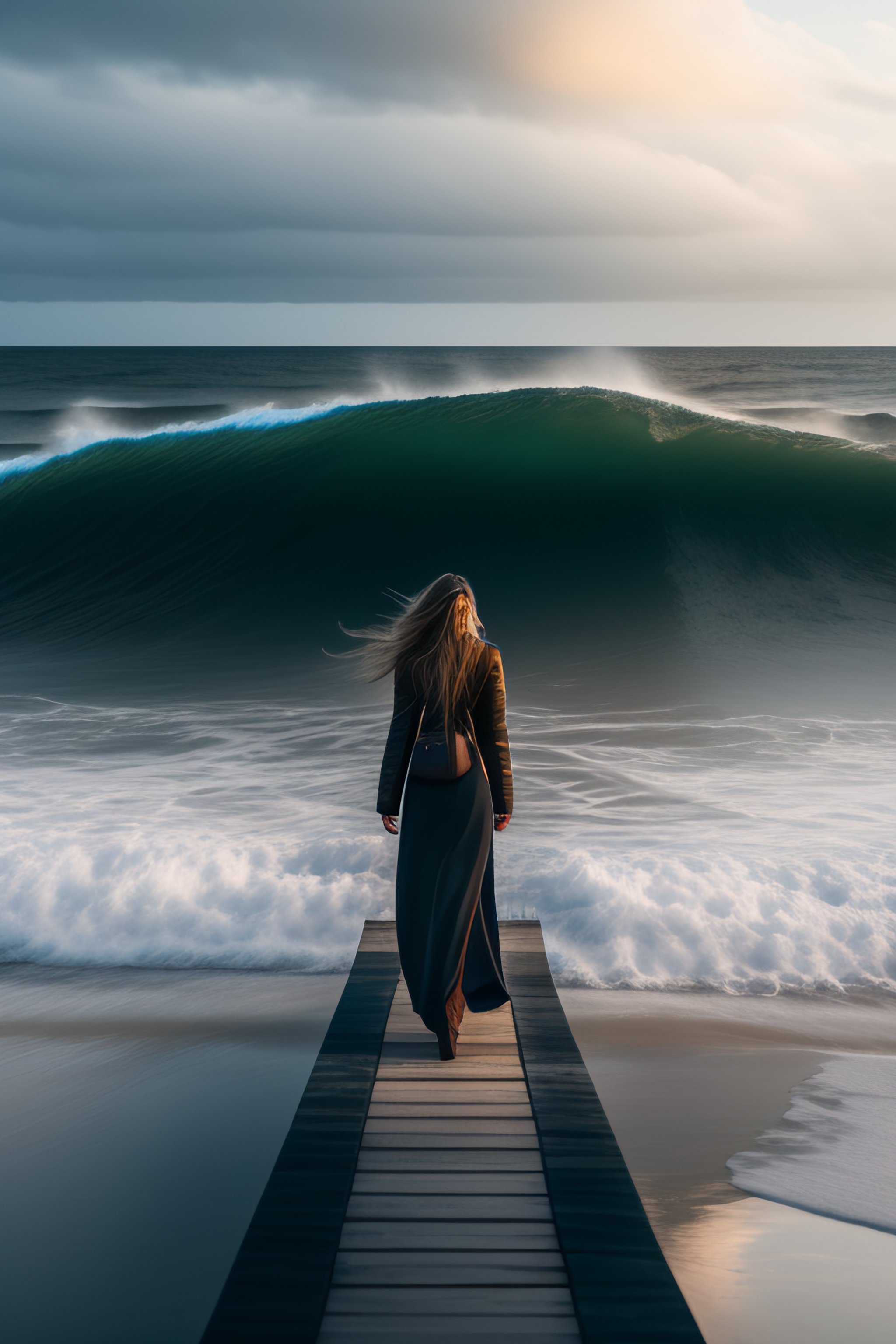Lexica - Massive storm brewing in the sea, wooden old jetty extending ...