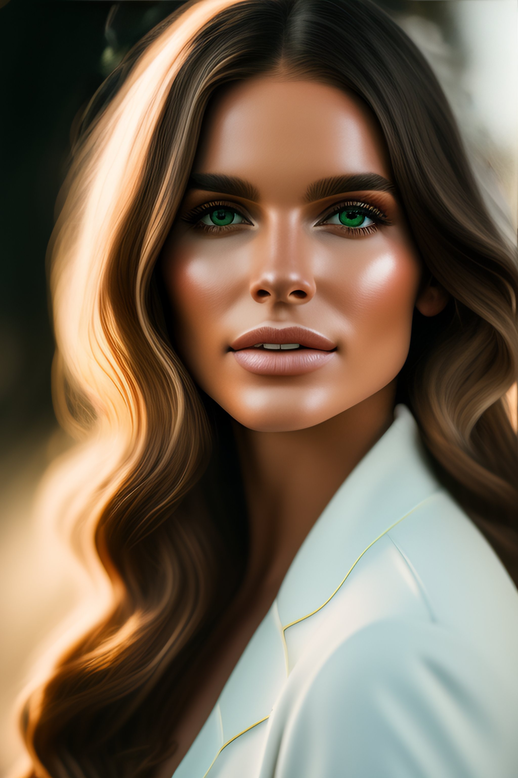 Lexica - A portrait of a beautiful brune caucasian woman with very ...