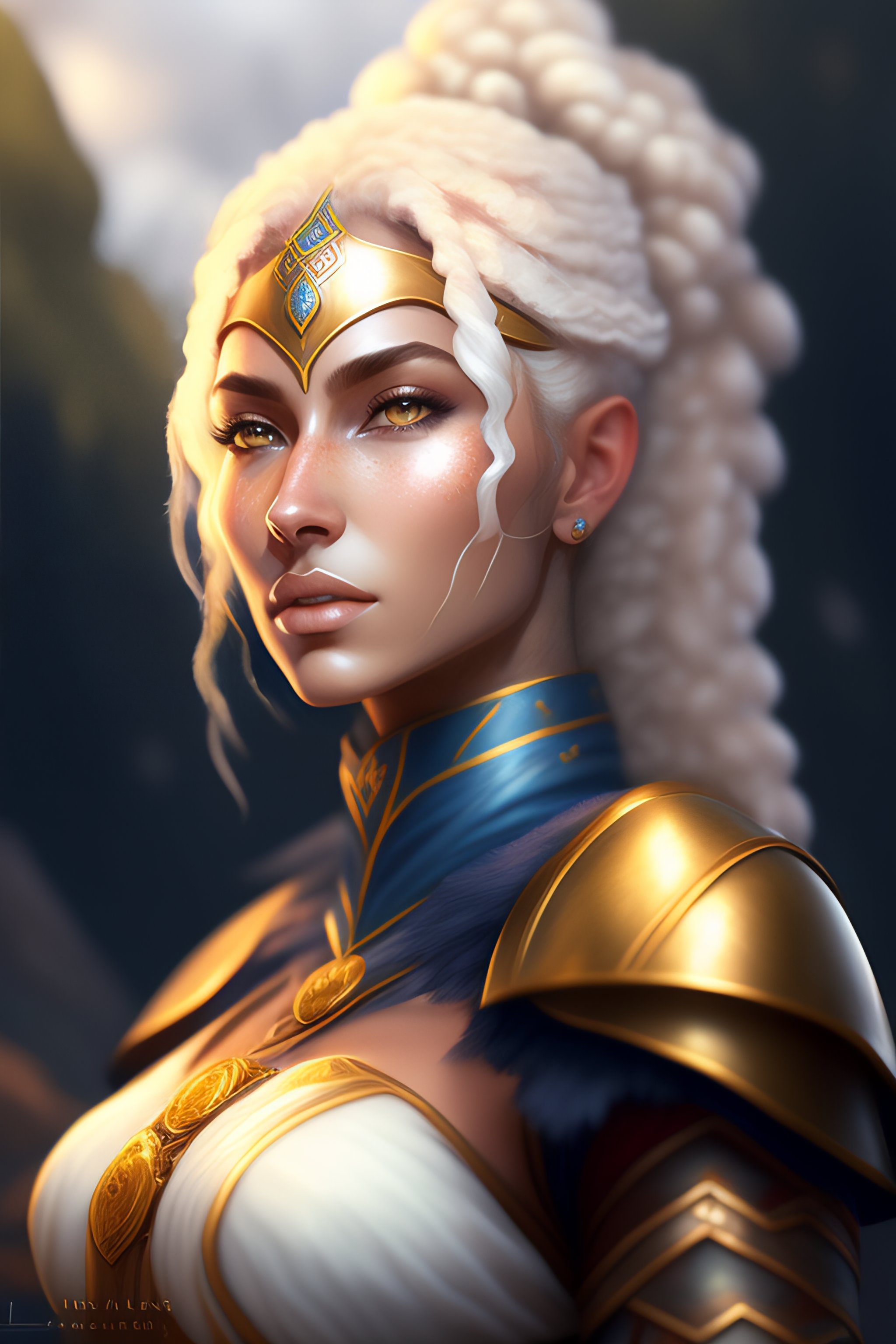 Lexica - A portrait of a female air genasi cleric, tempest thunder ...