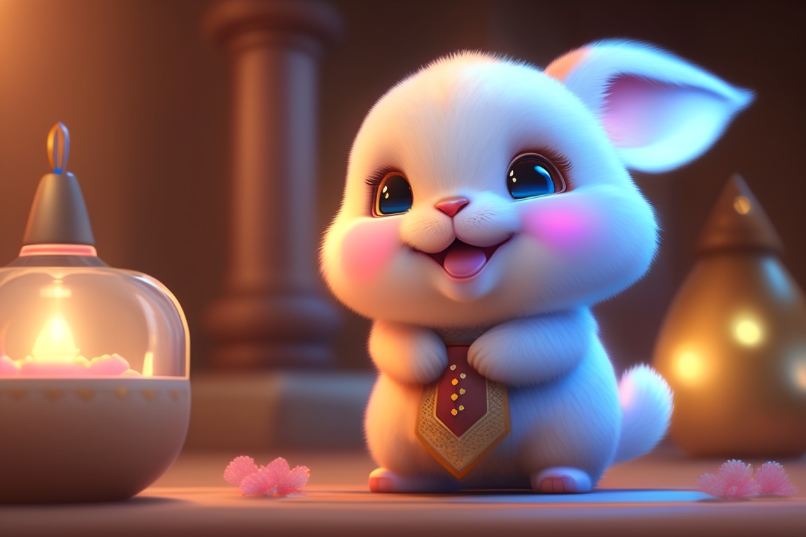 Lexica - Cute adorable little bunny waving and smiling greeting me ...