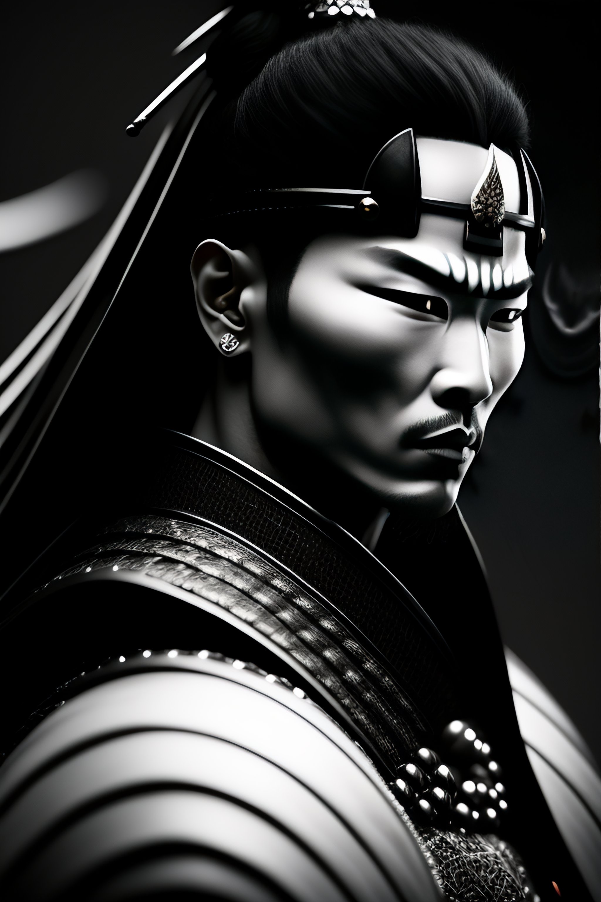 Lexica - Demon samurai black and white