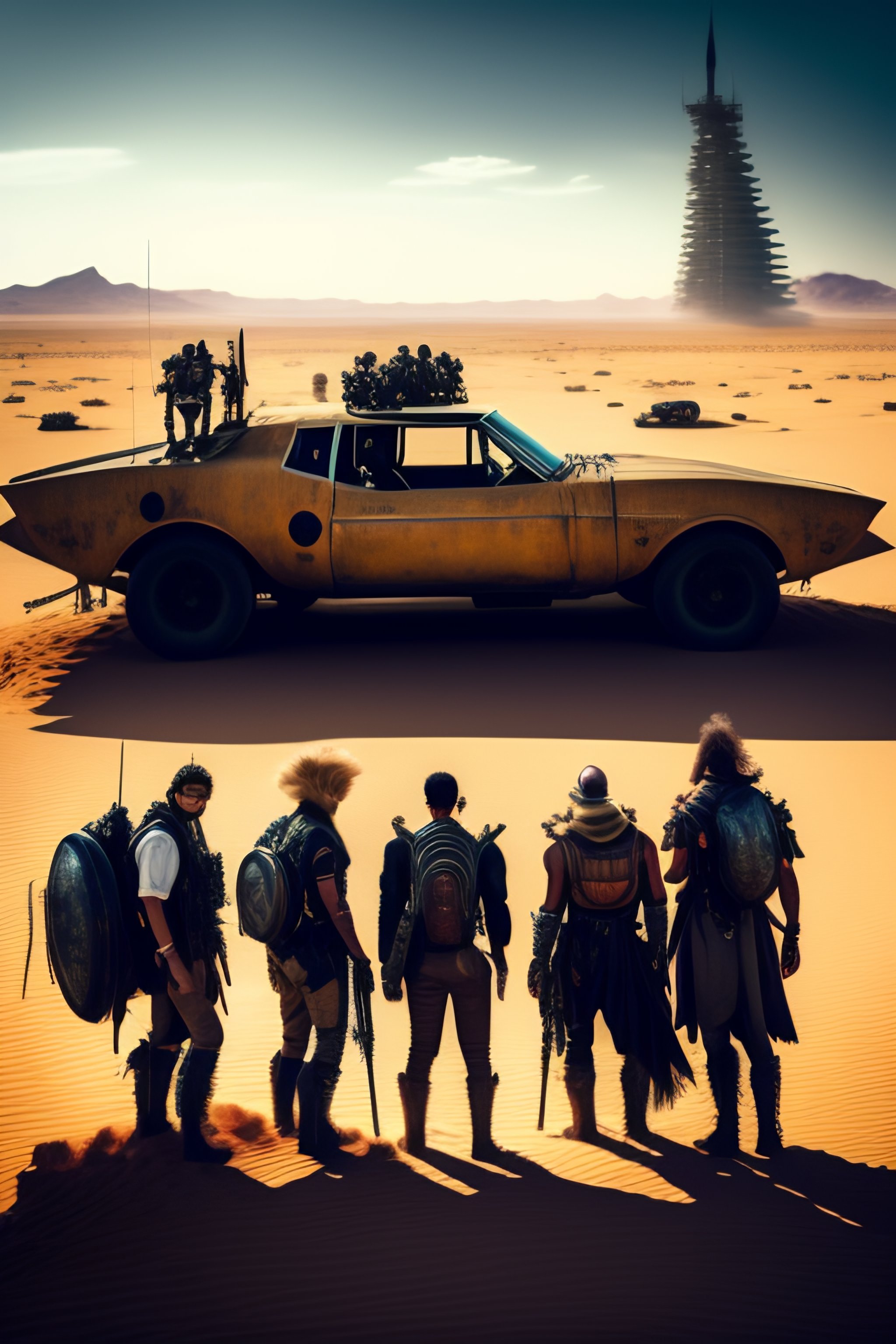 Lexica - Group of people dressed like mad max inside a very ...