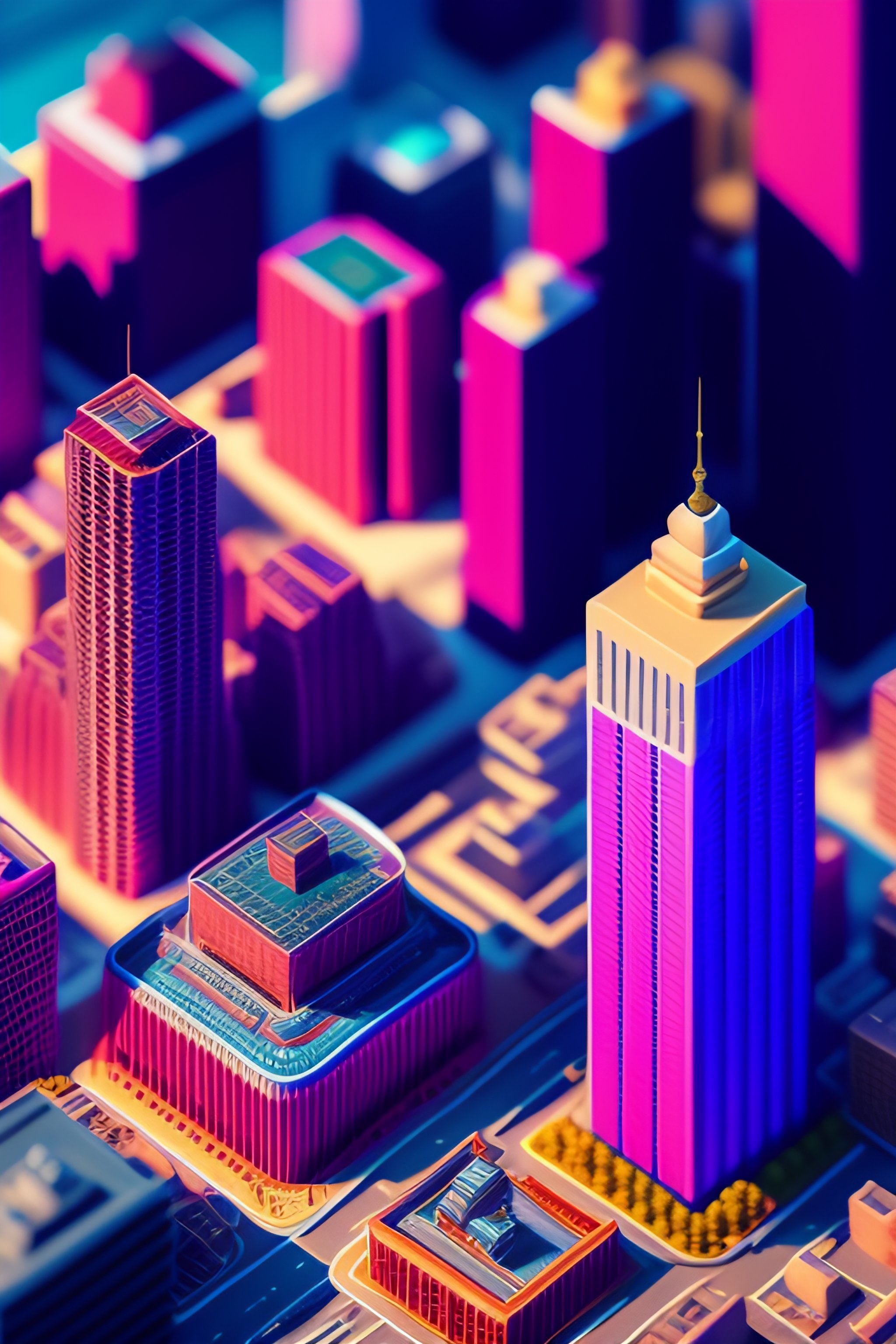 Lexica - Vaporwave videogame city wallpaper, deskmat. io, low poly ...