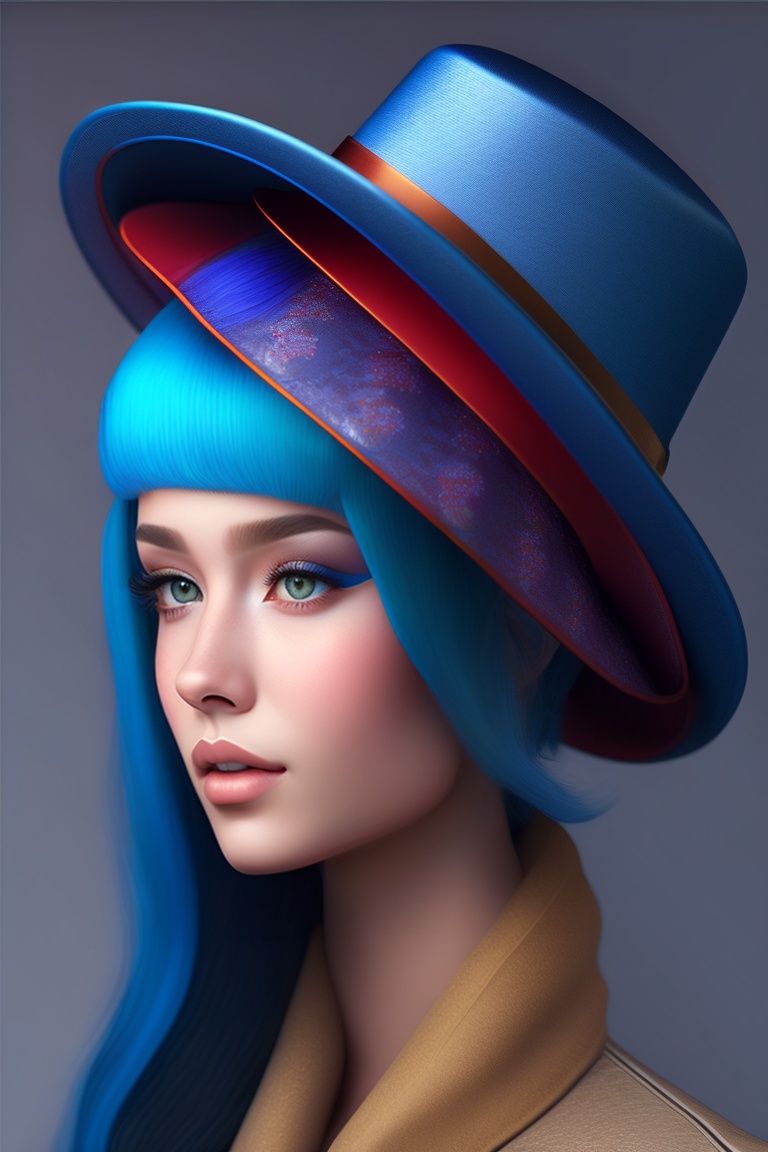 Lexica - Blue hair, hat