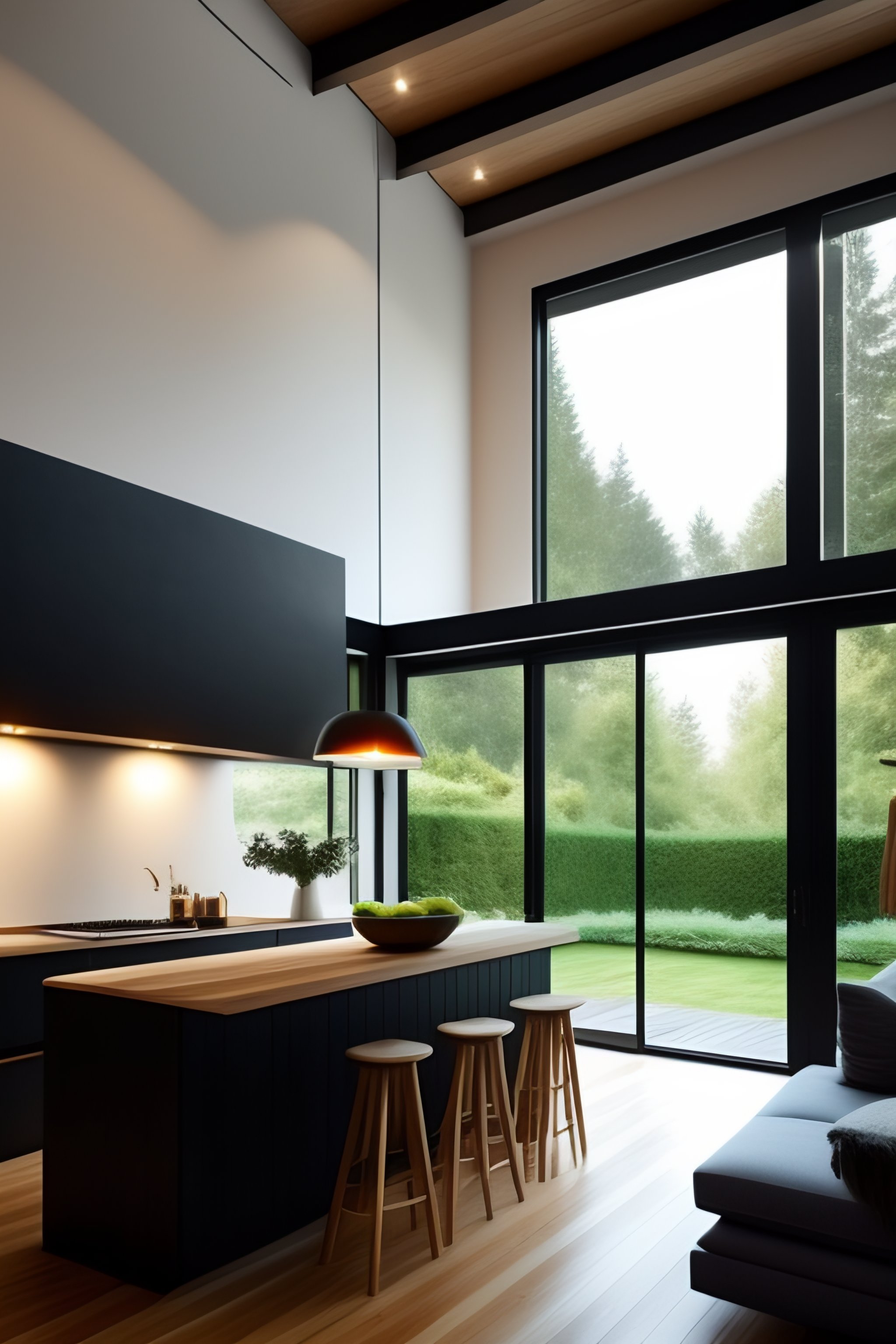Lexica - Interior design, open plane, kitchen and living room, minimal ...