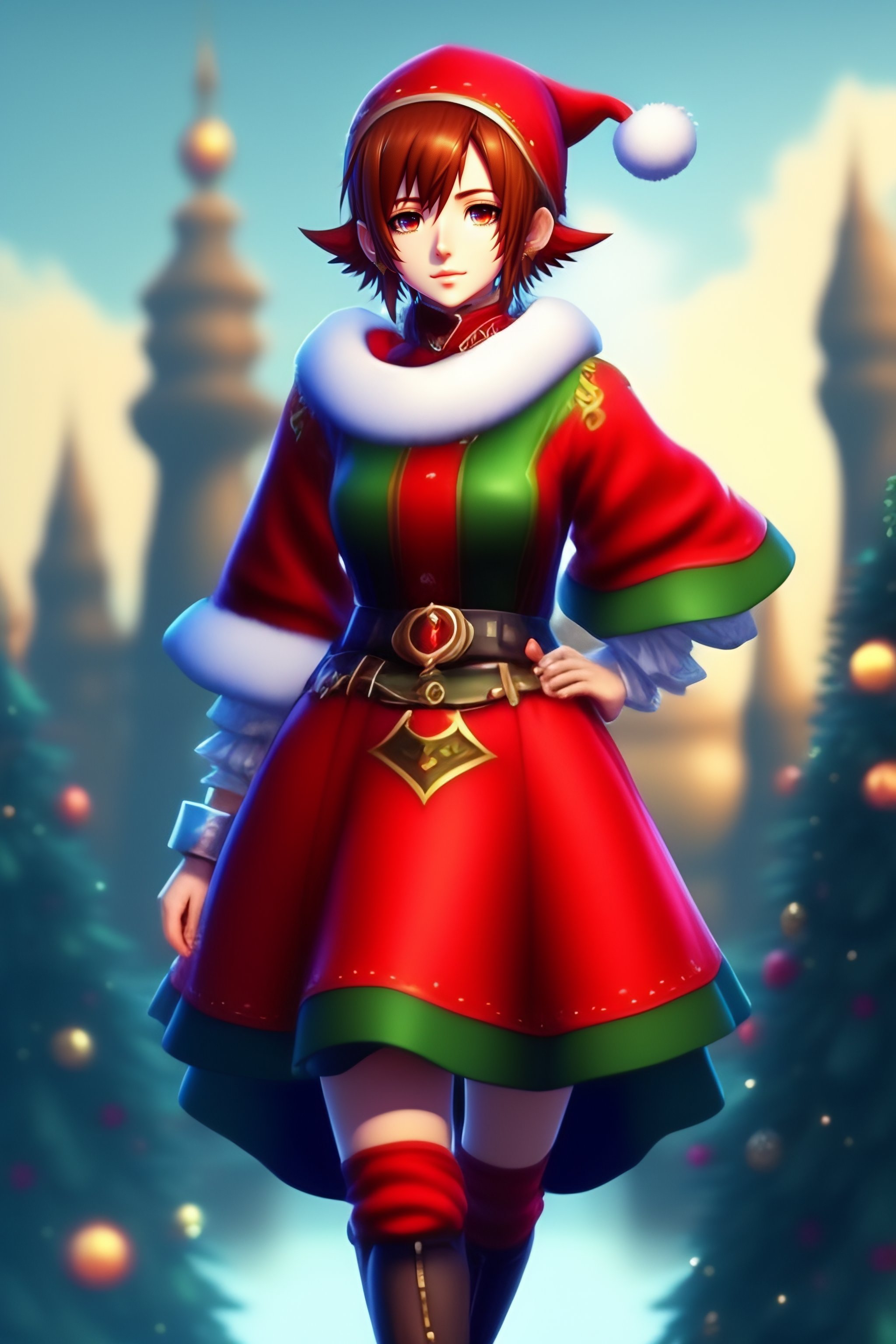 Lexica - Refia from final fantasy 3ds anime style dressing as a santa claus
