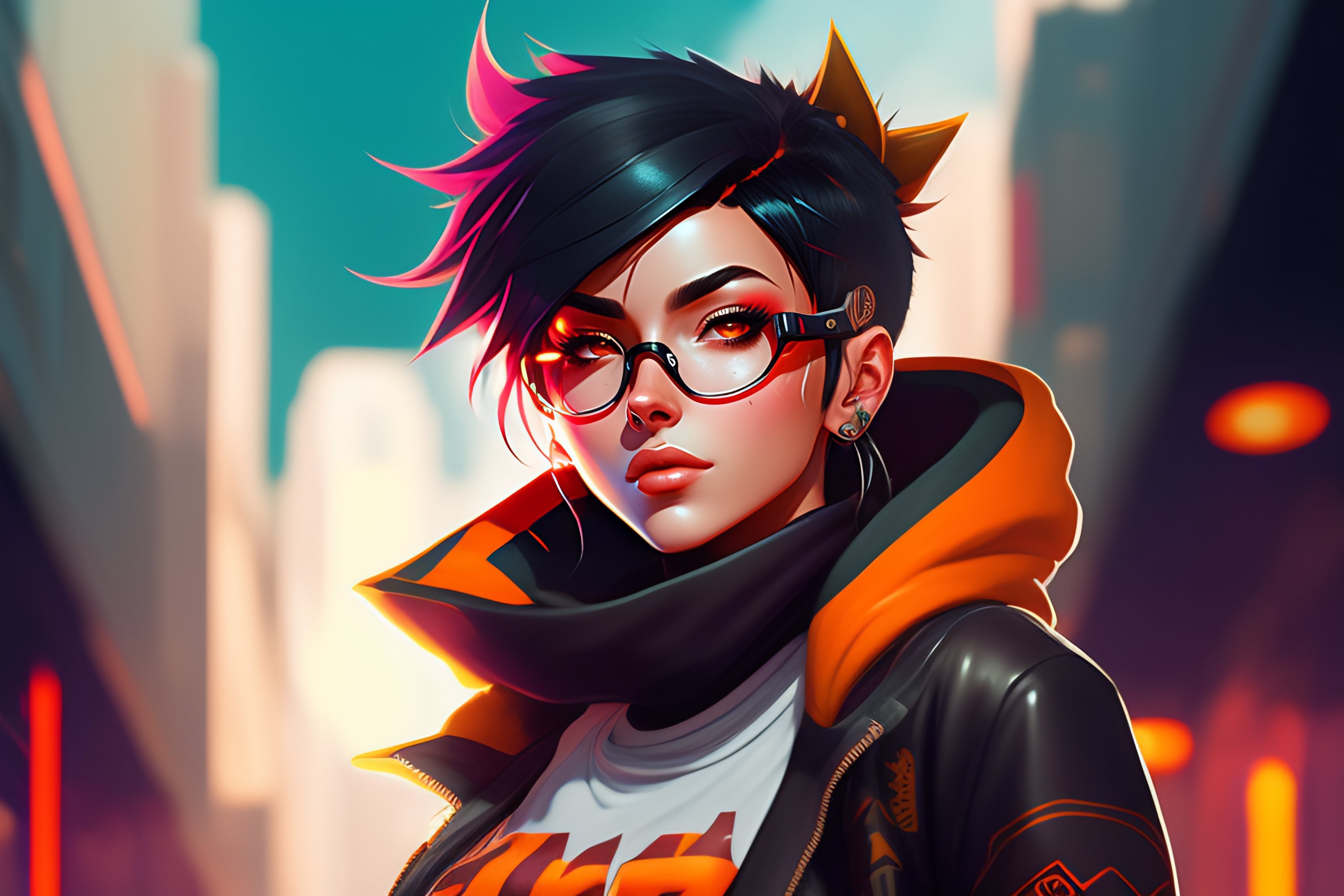 Lexica - Highly detailed portrait of a sewer emo punk woman student ...