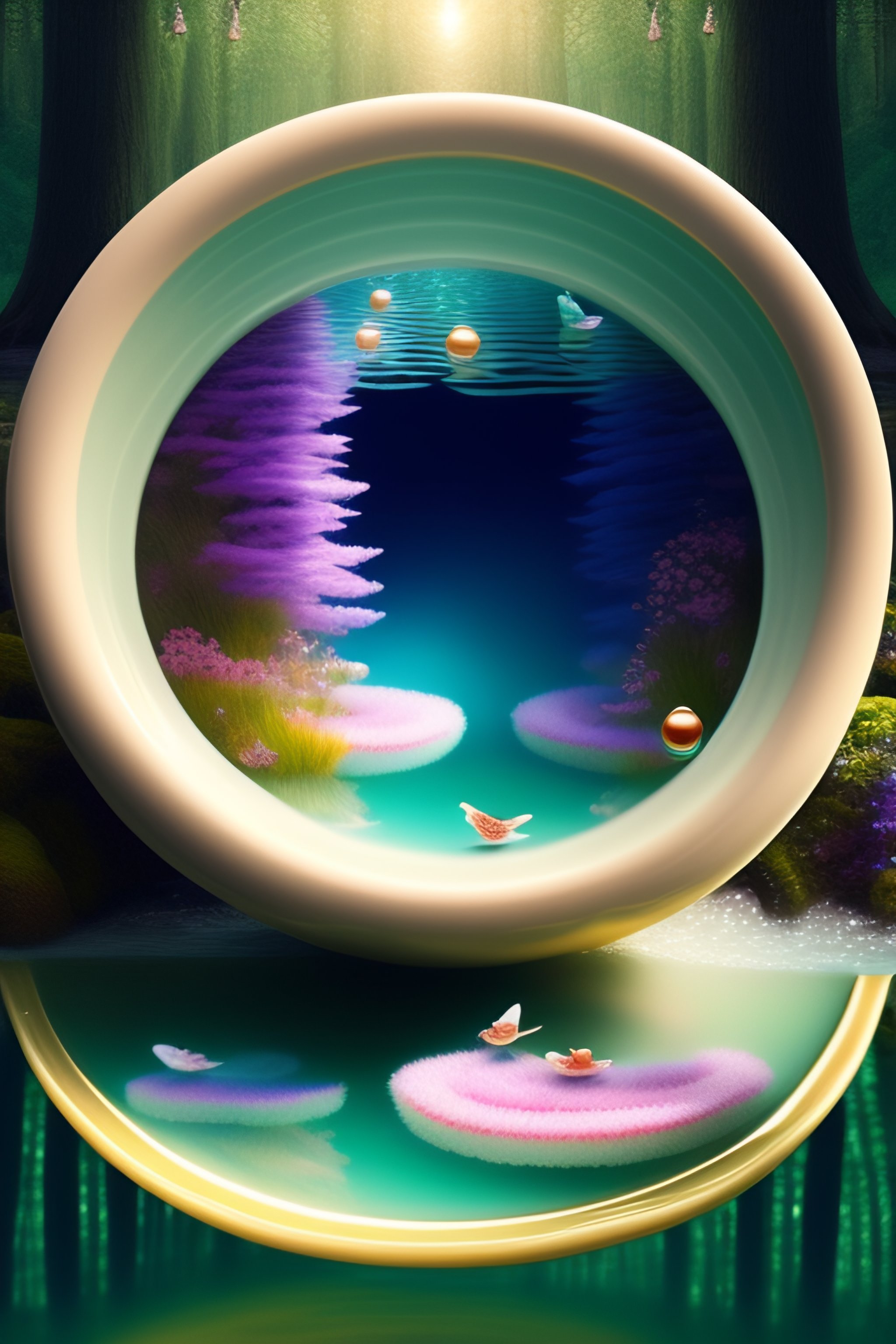 Lexica - Fairies bathing in teacups that are floating down a bubbling ...