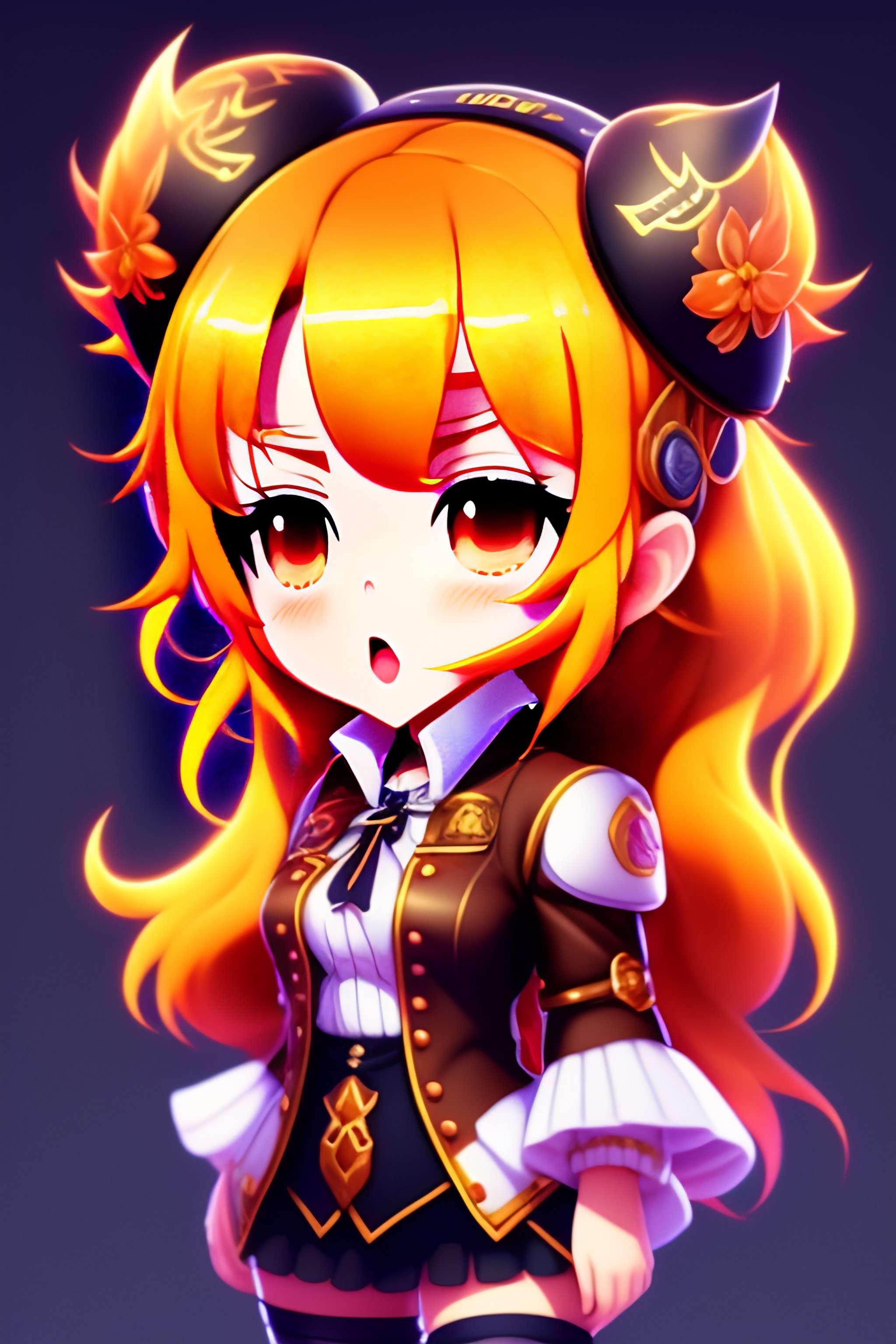 Lexica - Cute fire character chibi style. at an virtual idol concert ...