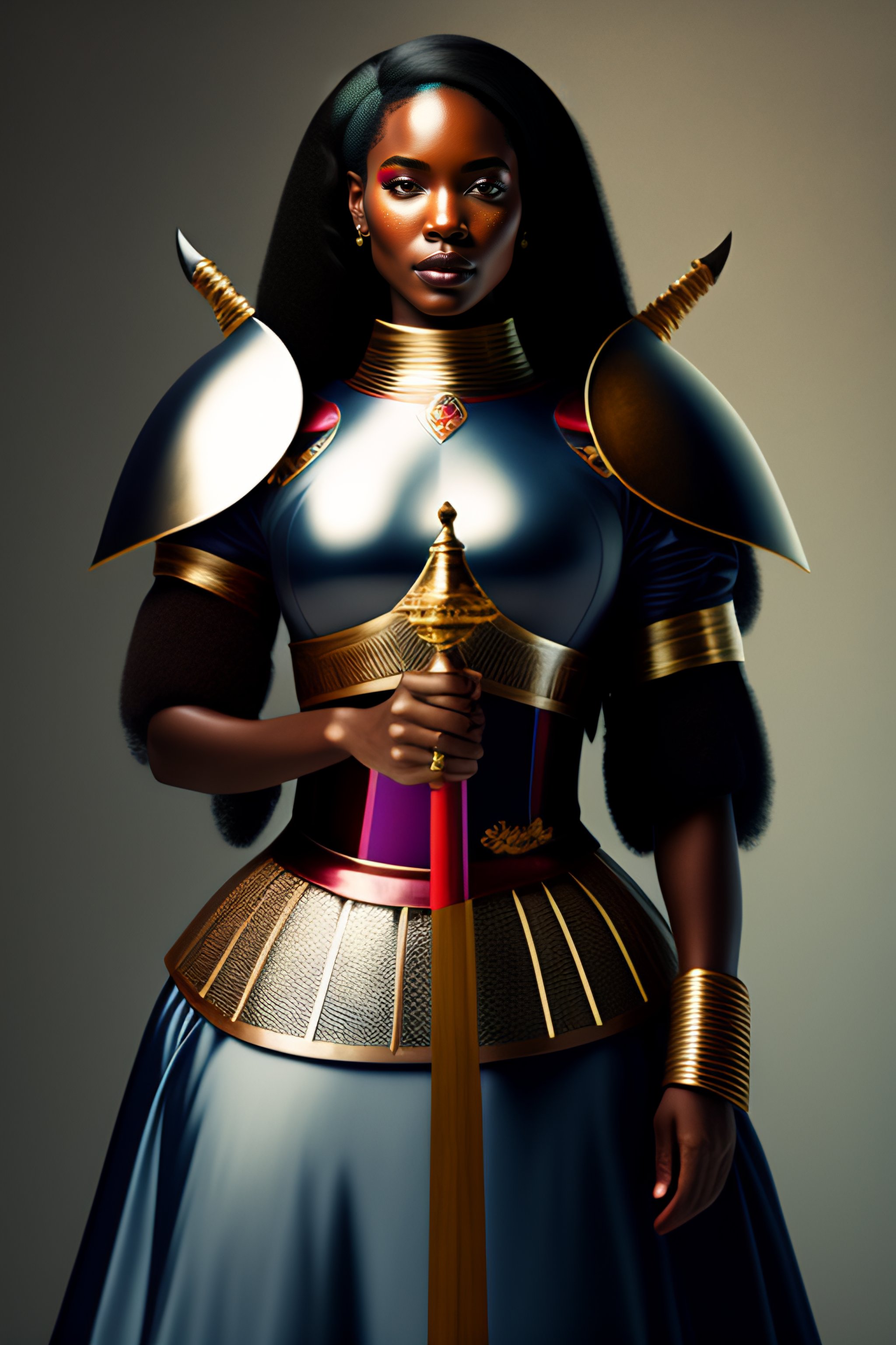 Lexica - African american woman as a Glistening Knight holding two ...
