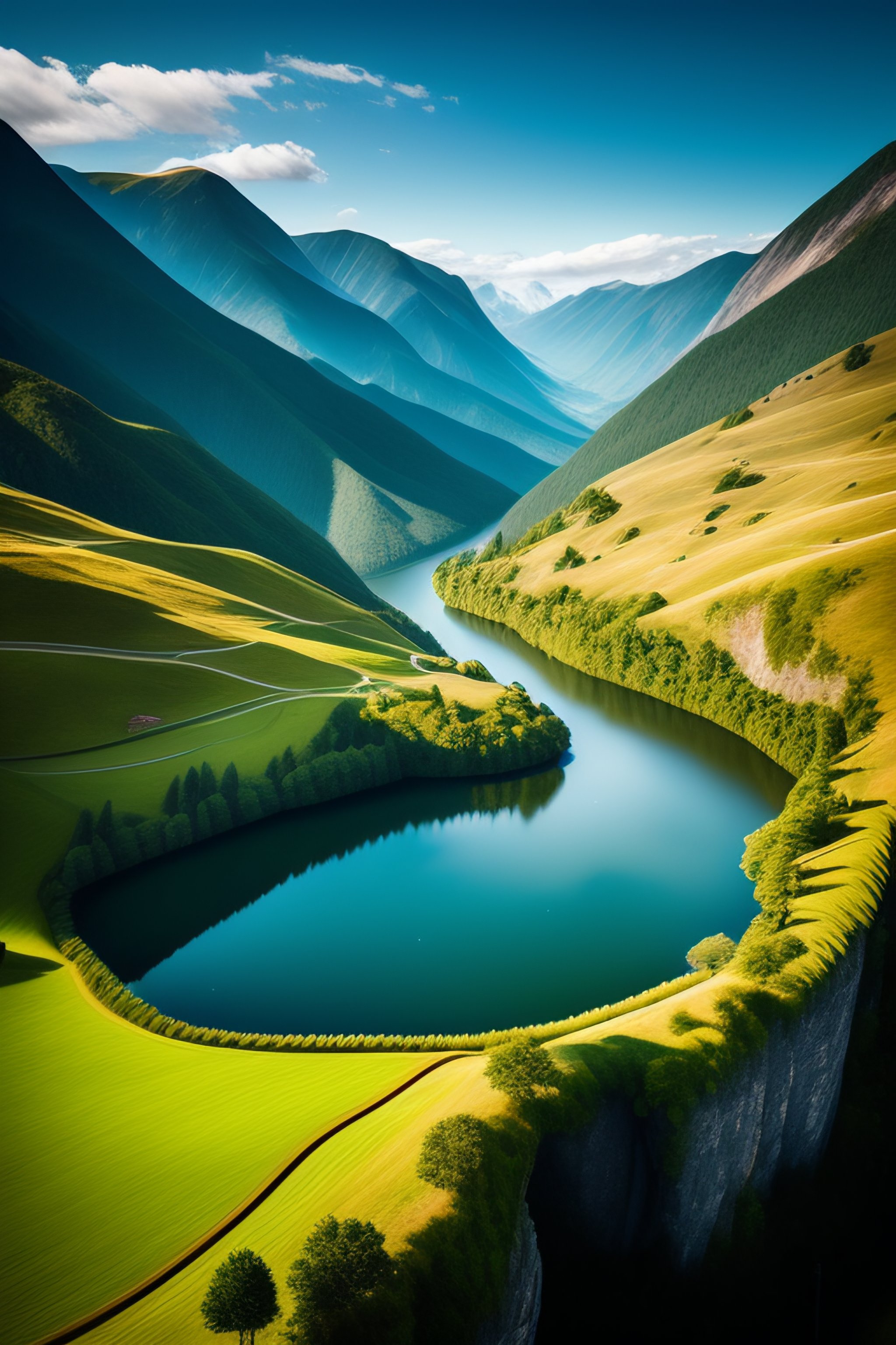 Lexica - A beautiful realistic birds eye view of a landscape ...