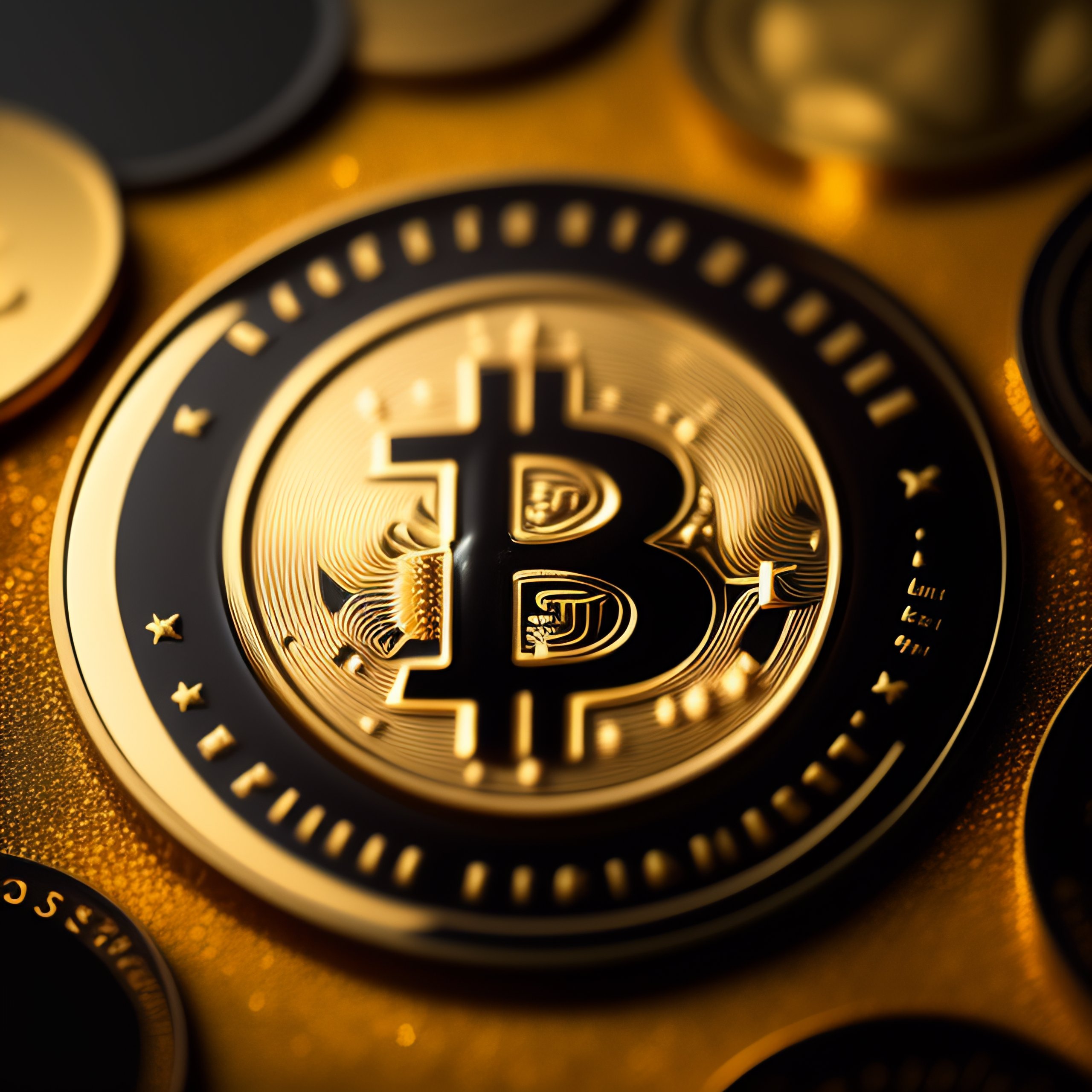 Lexica - Cryptocurrency, round logo, capital letter M, gold, Matt black ...