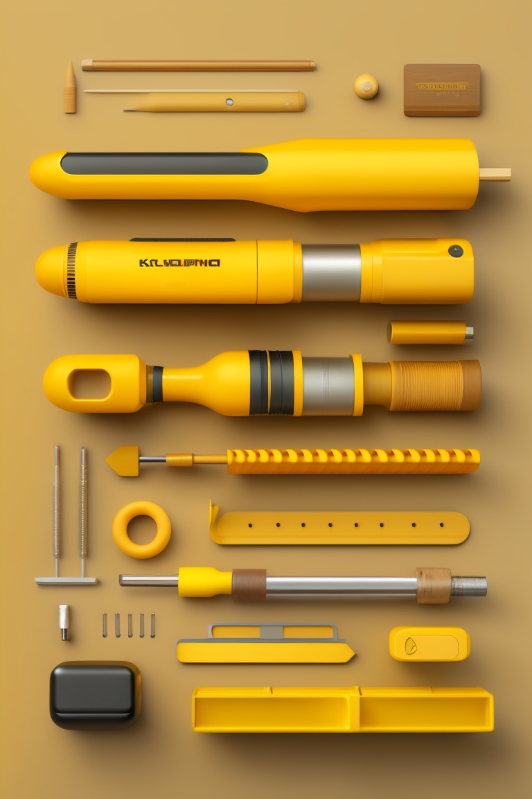 Lexica - Yellow hand-held tools, costumes and props, knolling, knolling ...