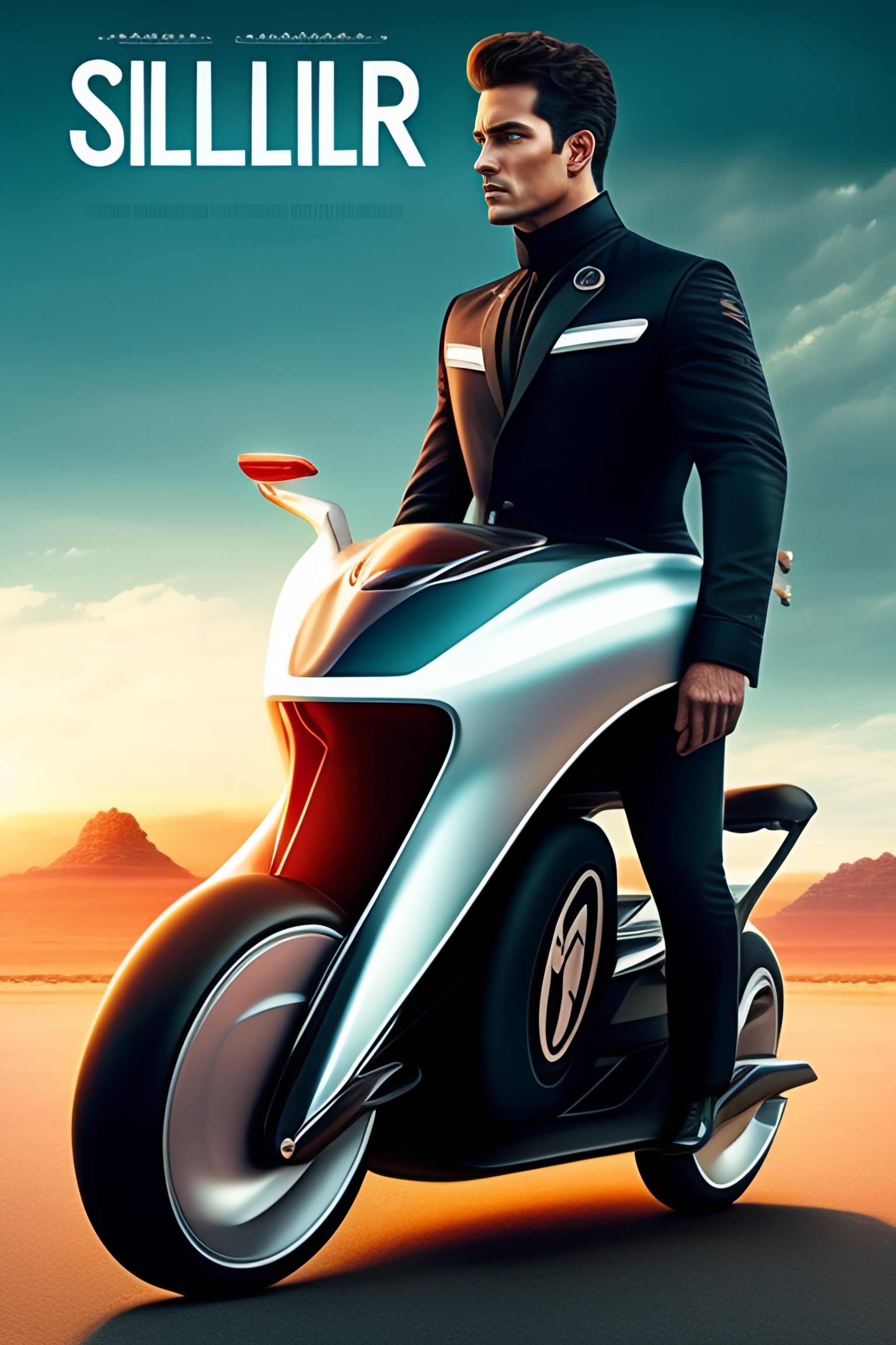 Lexica - Movie poster of a protagonist with a gun riding a Sinclair C5 ...