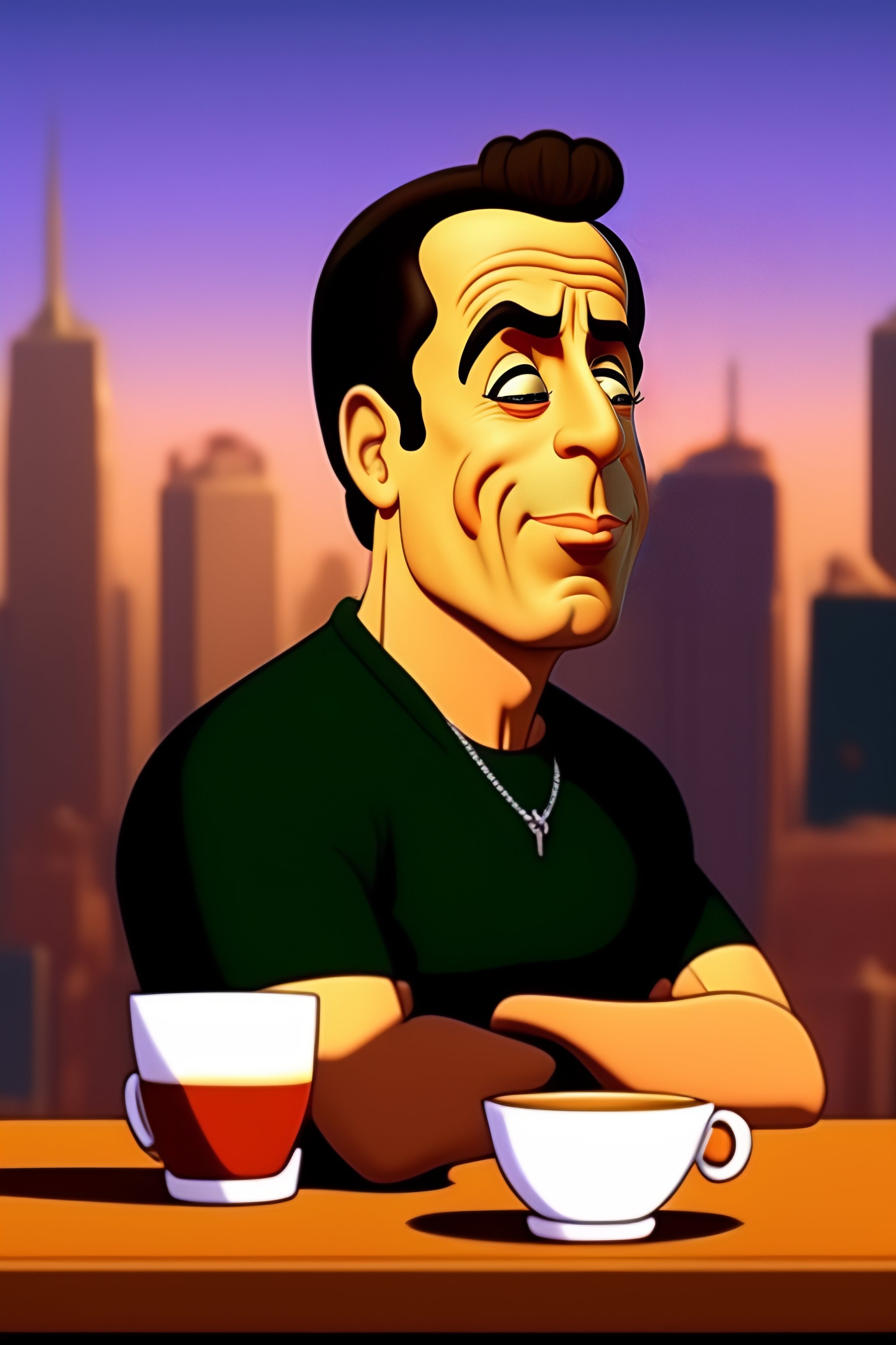 Lexica - Jerry seinfeld shrugging, cartoon style