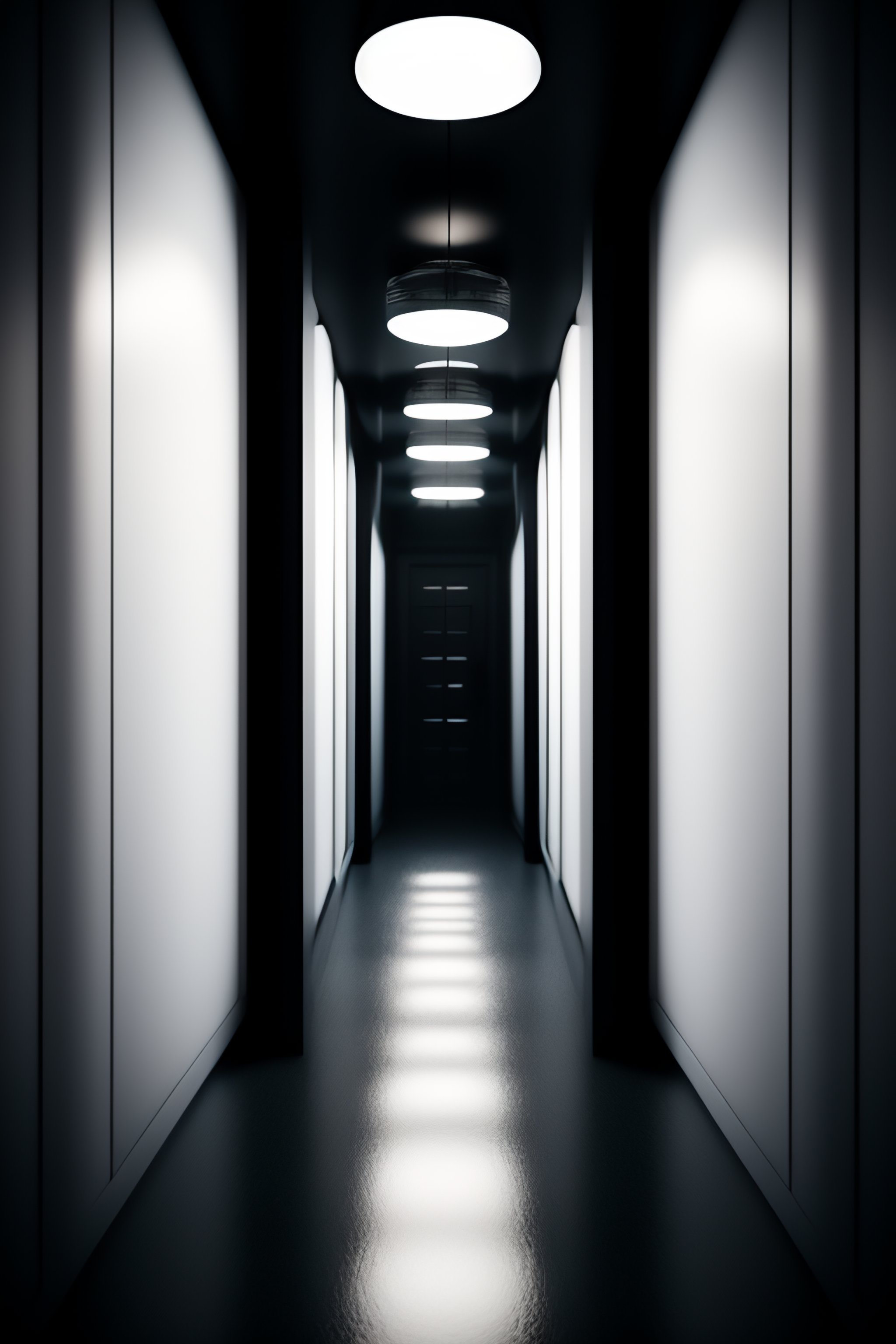 Lexica - Photograph of an extremely dark narrow hallway with alien ...