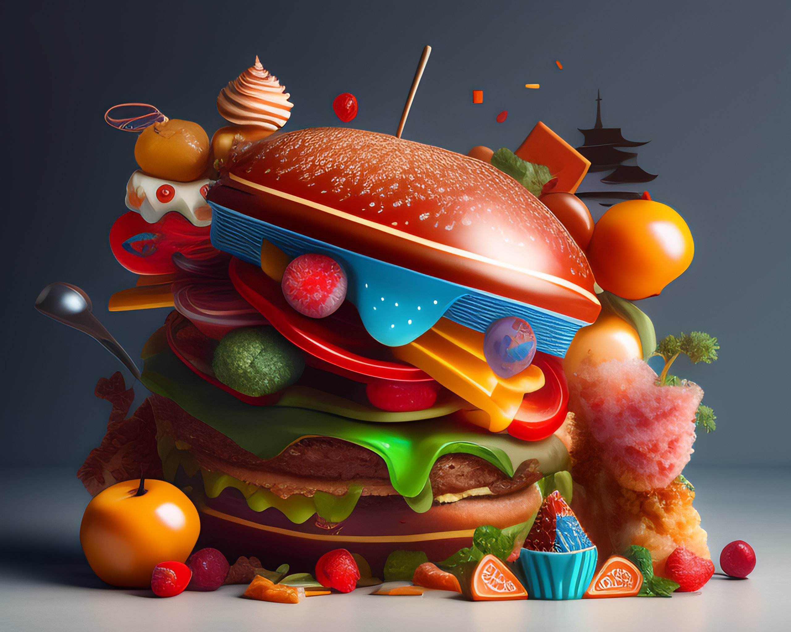 Lexica - Sculpture made of junk food, ultrafine detailed painting by ...