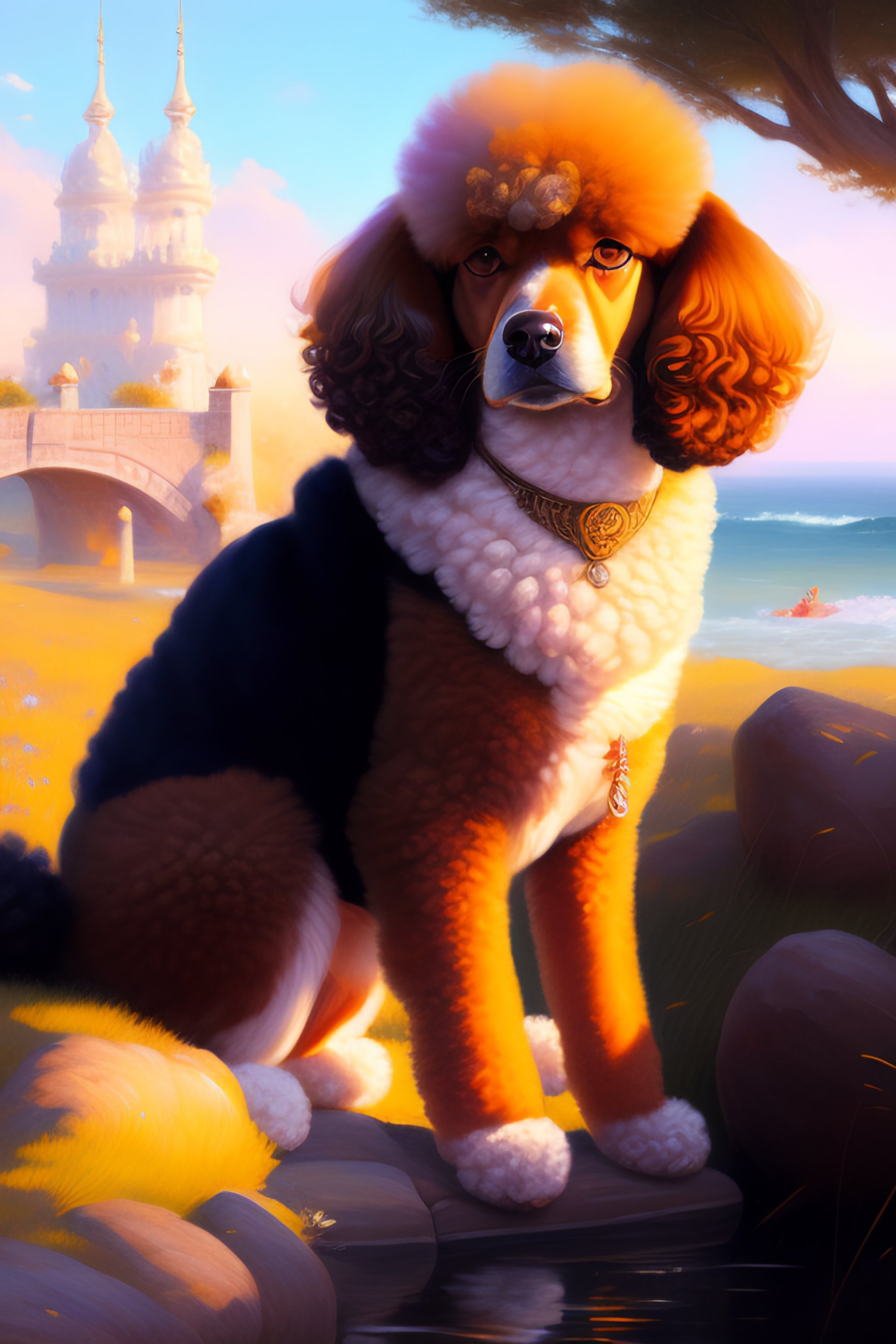 Lexica - Beautiful anime painting of a Poodle Dog, relaxing summer , by ...