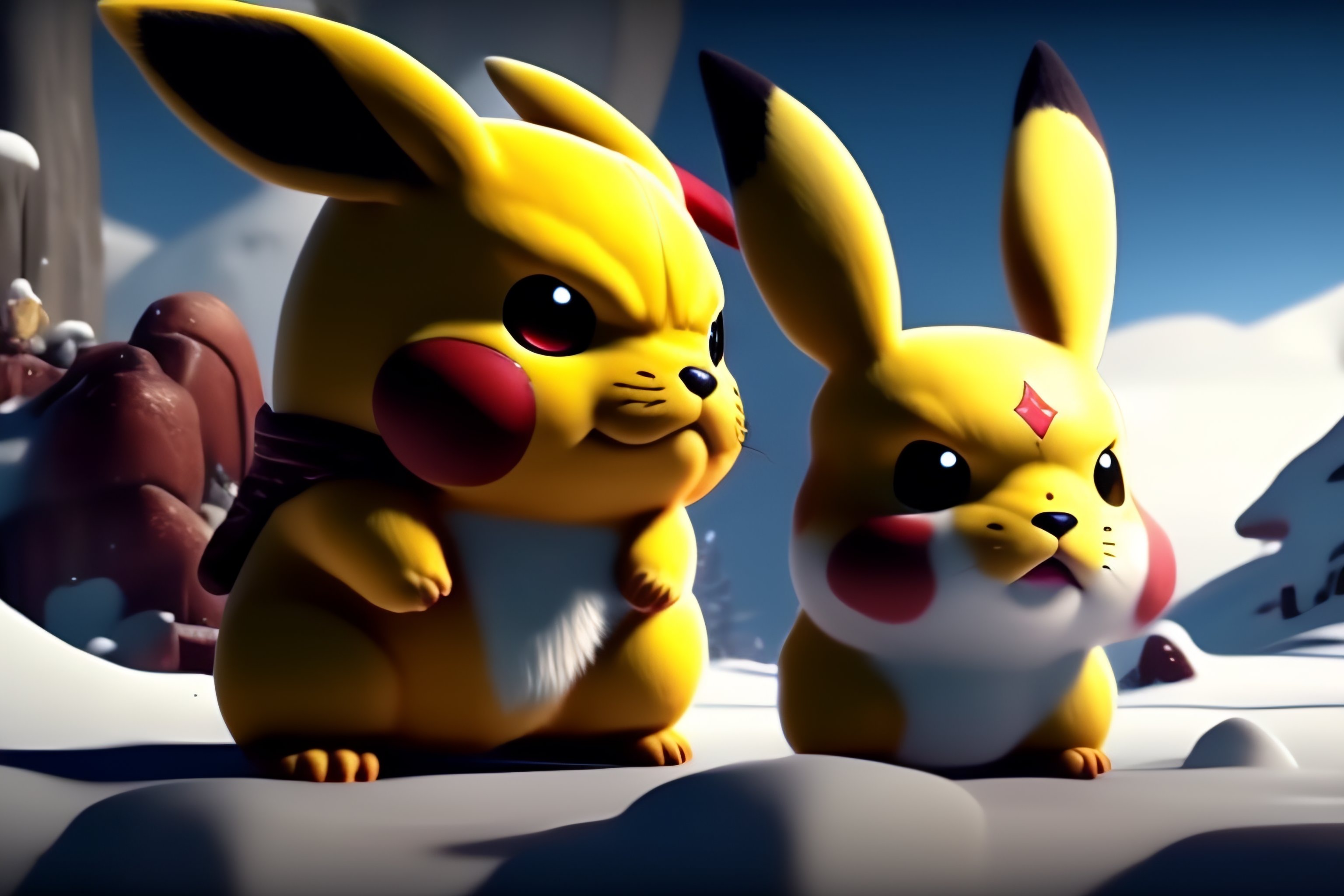 Lexica - God of war fighting pikachu, snowy, gameplay footage