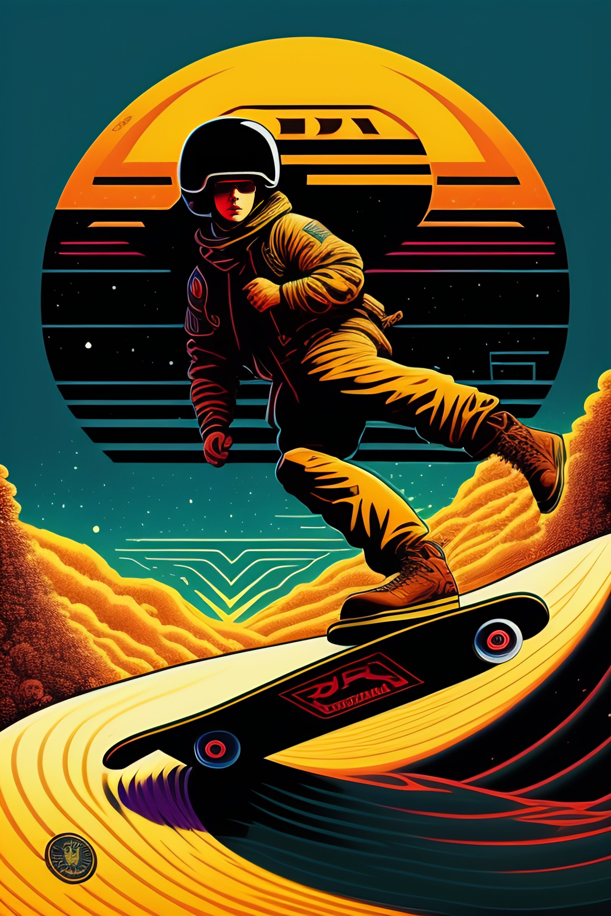 Lexica - Man riding a skateboard Cross-Over, logo design by Philippe Caza