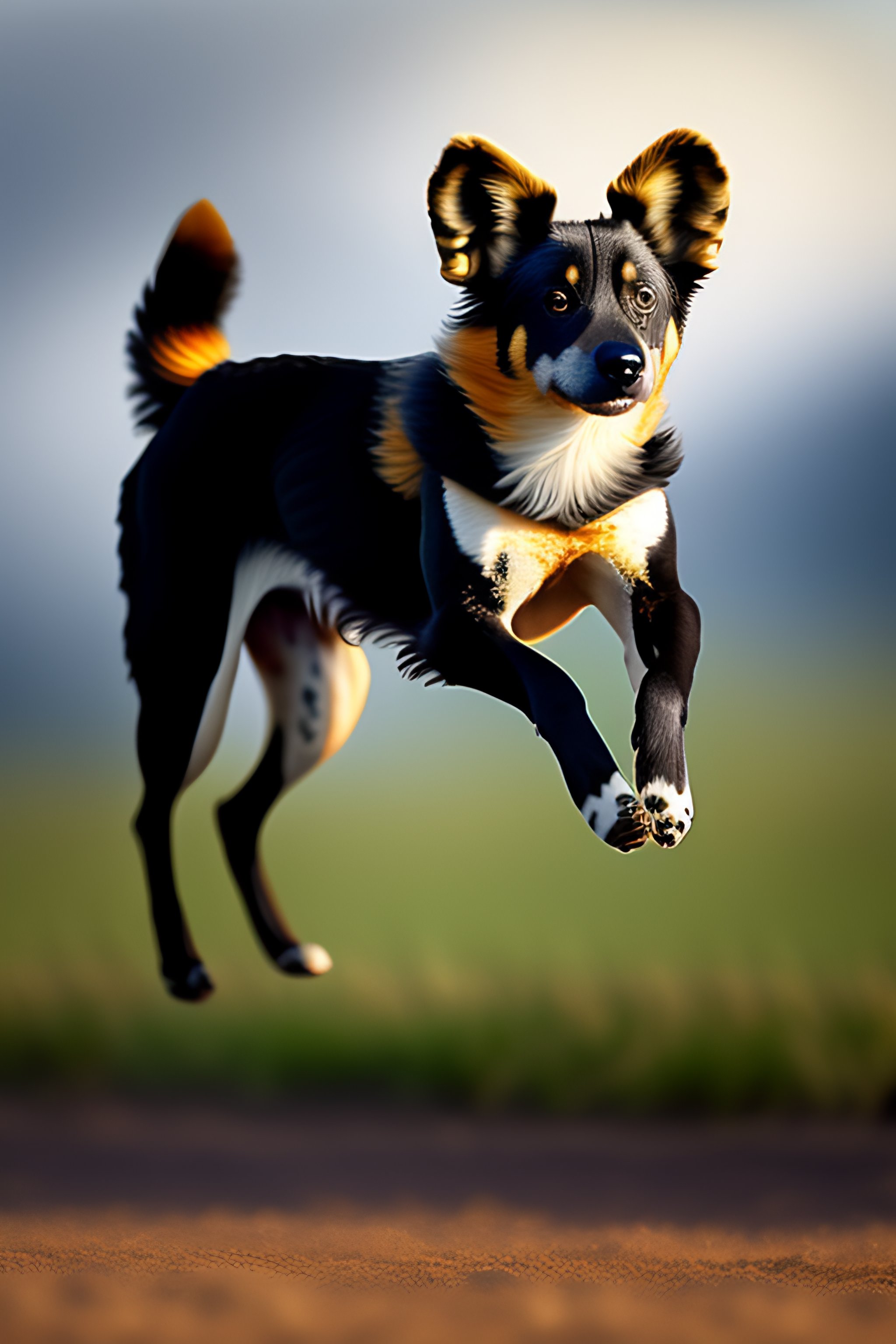Lexica - A flying wild dog with wings