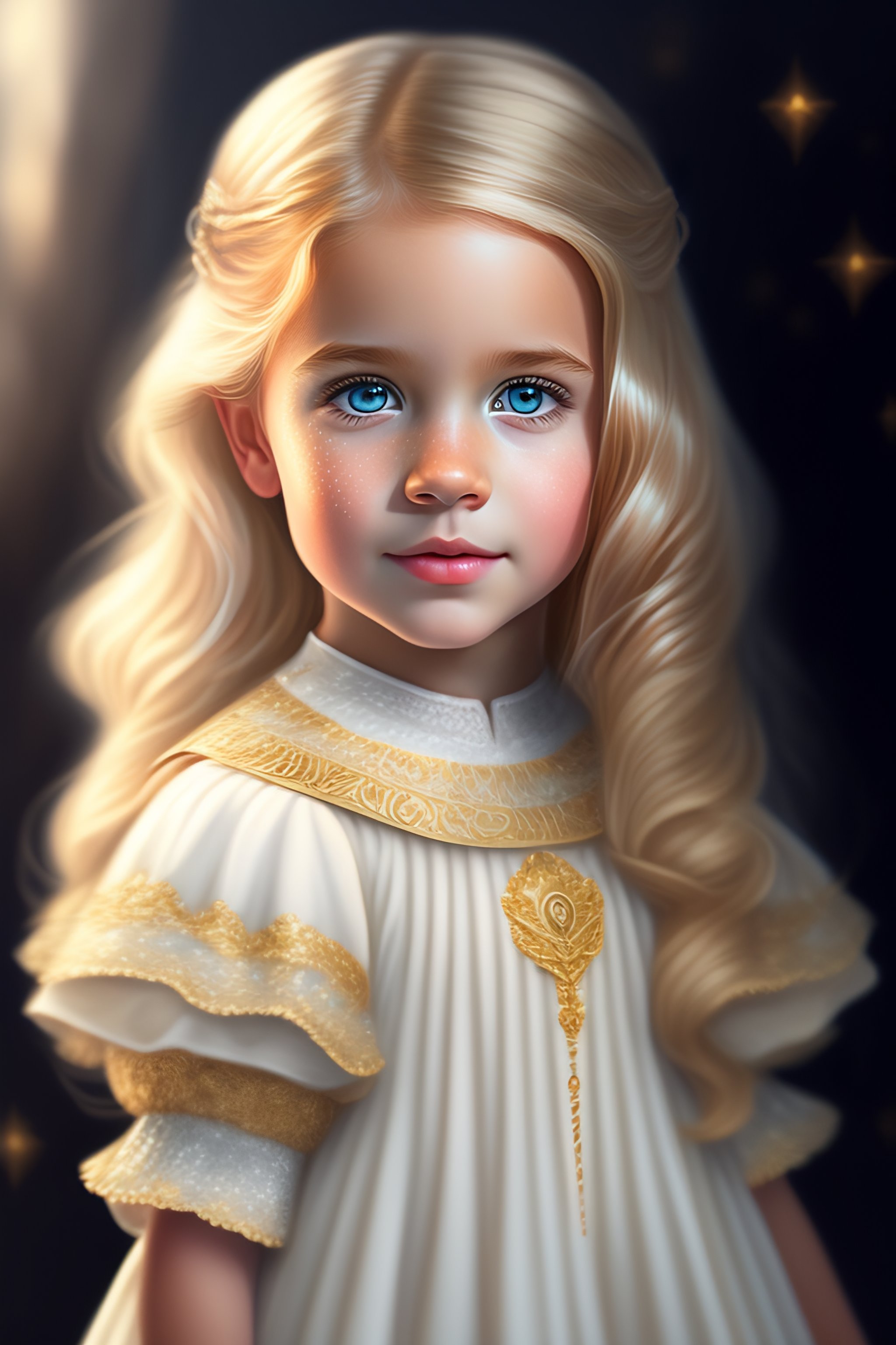 Lexica - Little girl with magic power dress like a princess, blond hair ...
