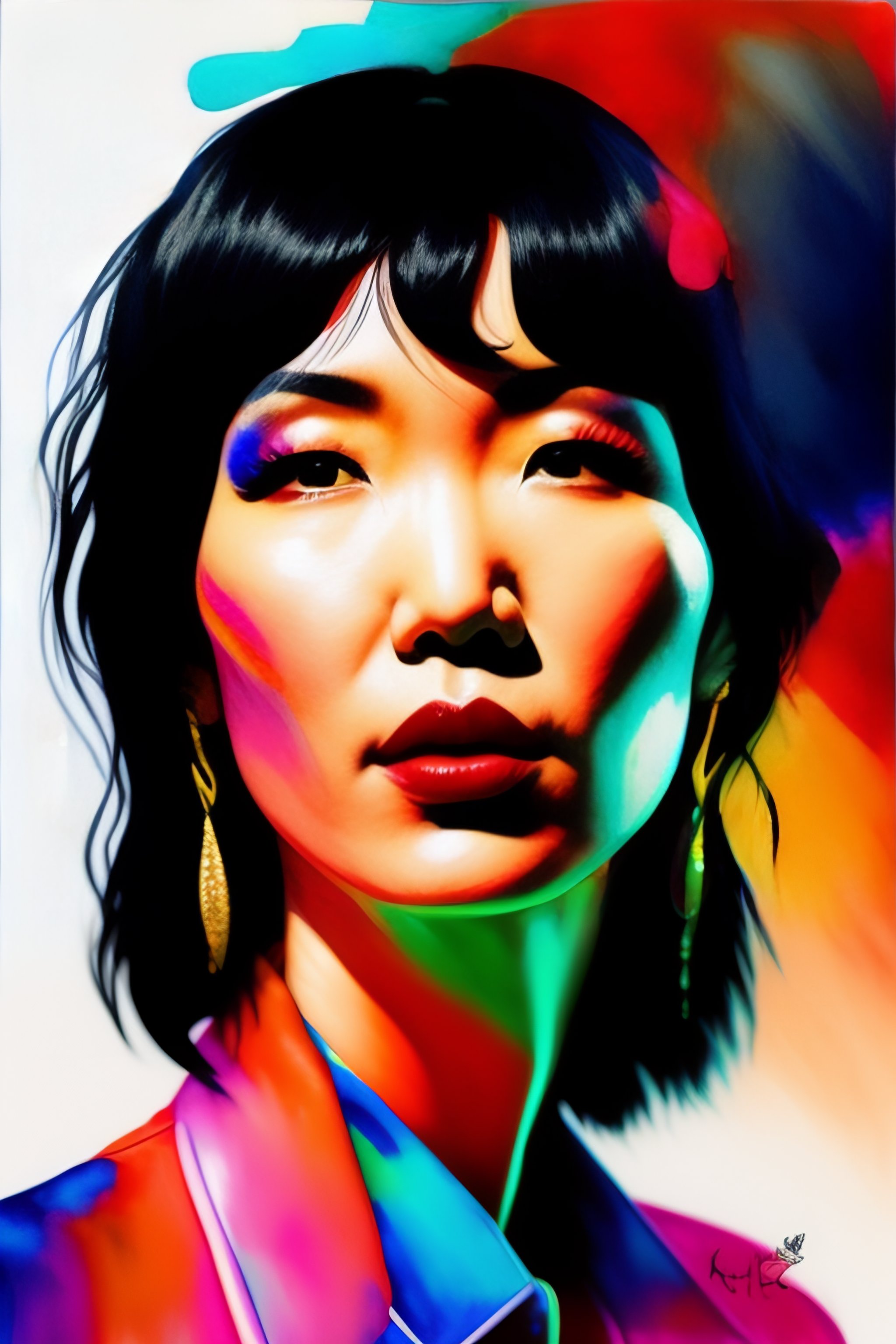 Lexica - Draw a watercolor of Karen O from the band Yeah Yeah Yeahs, in ...