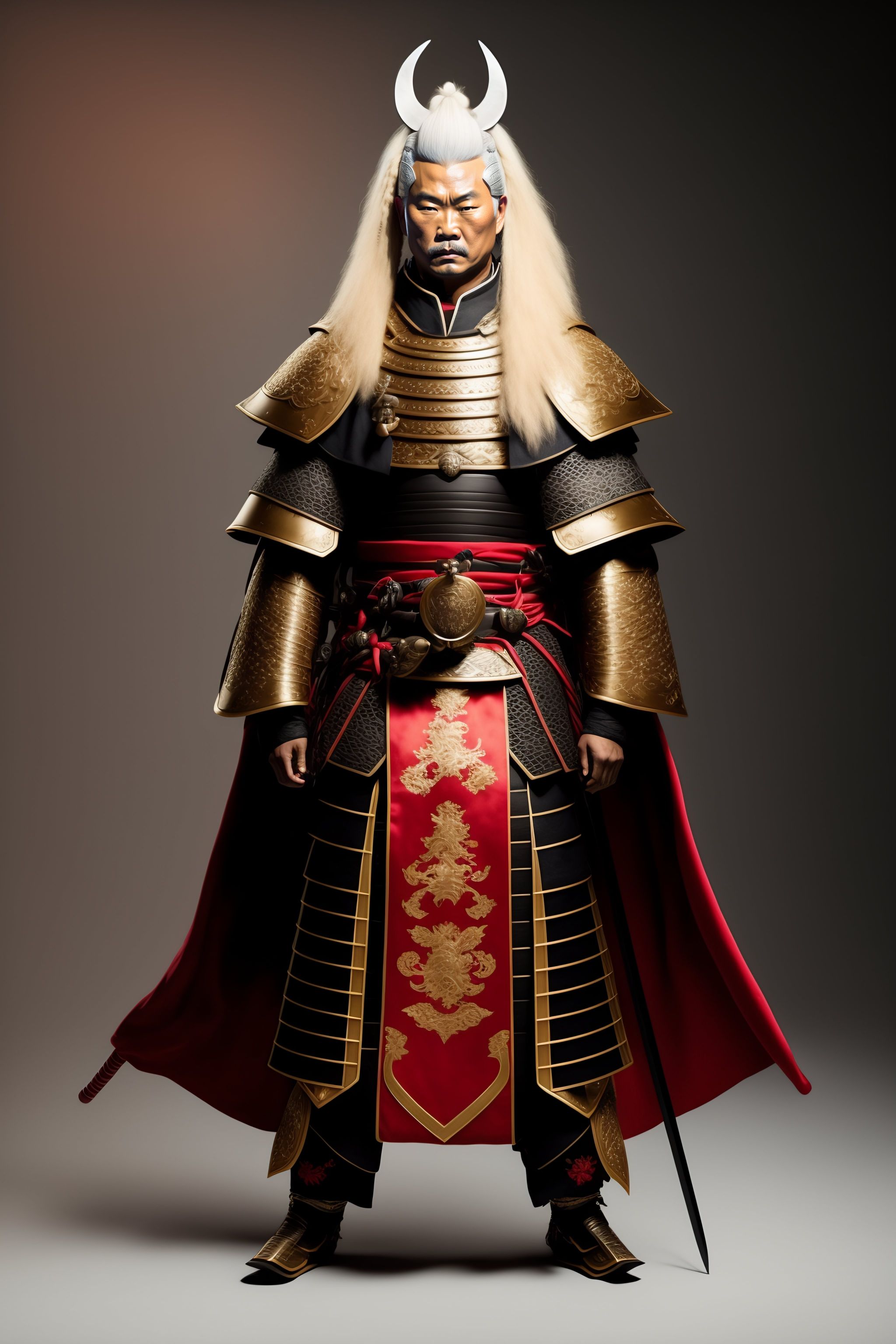 Lexica - Full body shot of a samurai wearing authentic historical armor ...