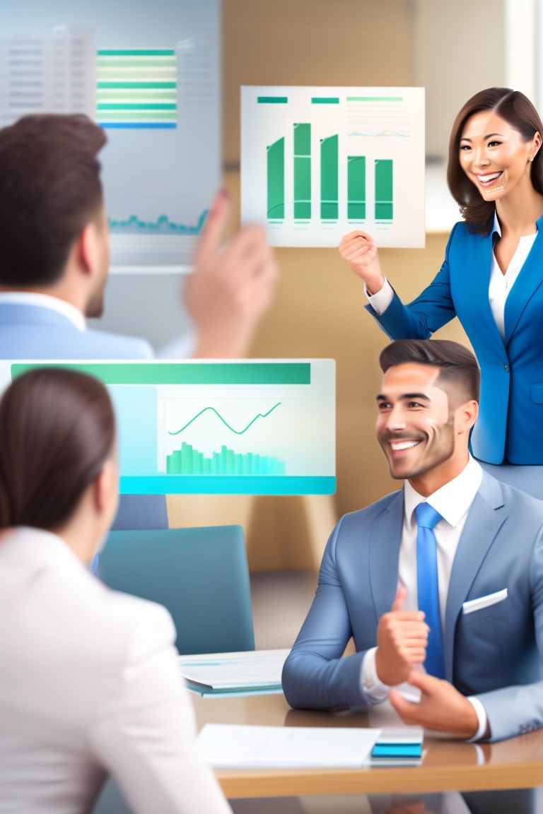 Lexica - The image depicts a successful salesperson in full action ...