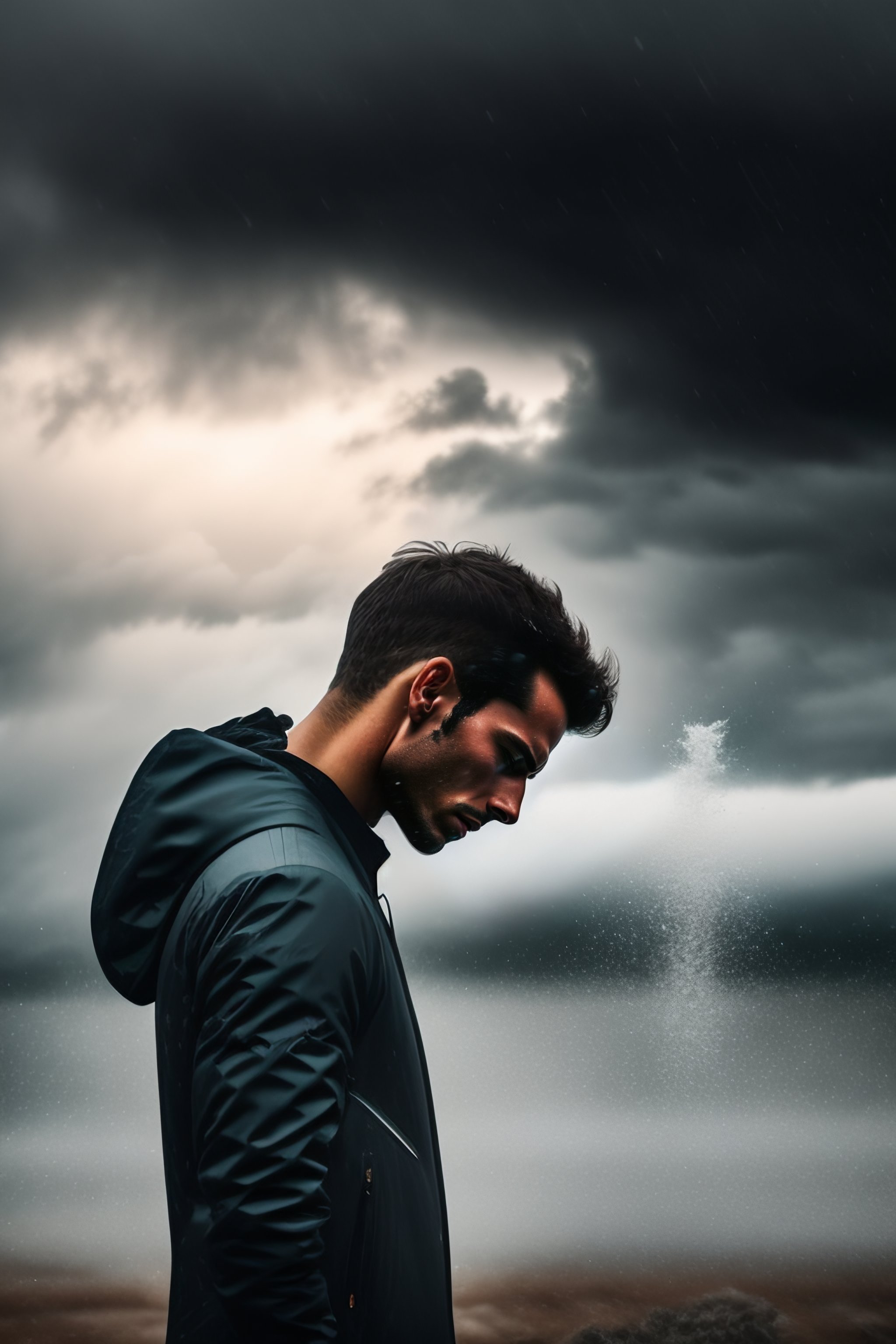 Lexica - Homme qui pleure sous la plui et l’orage