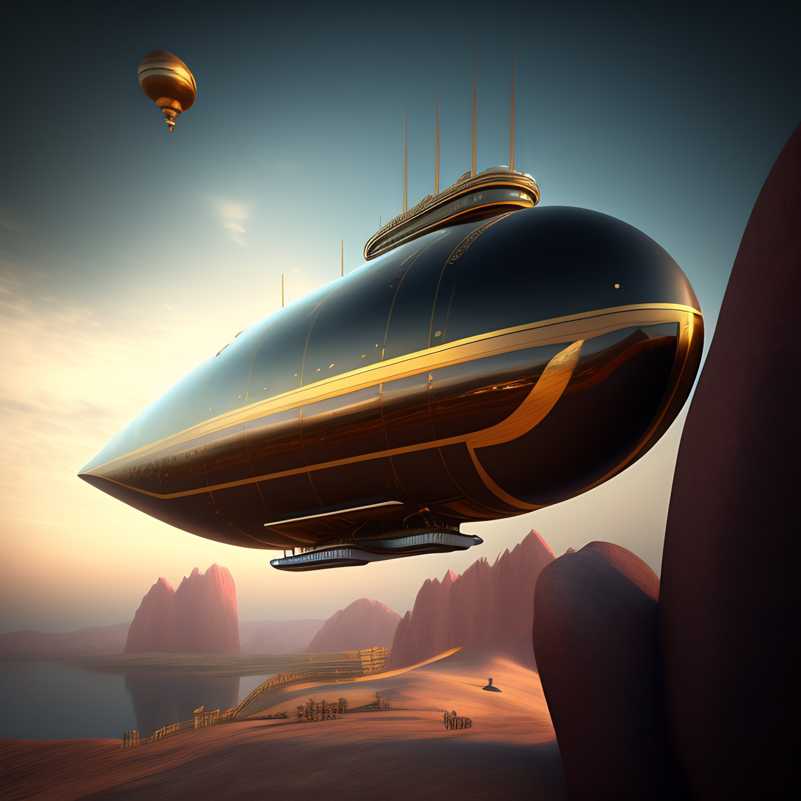 Lexica - Rusky steampunk zeppelin, c4d render, environmental scene ...
