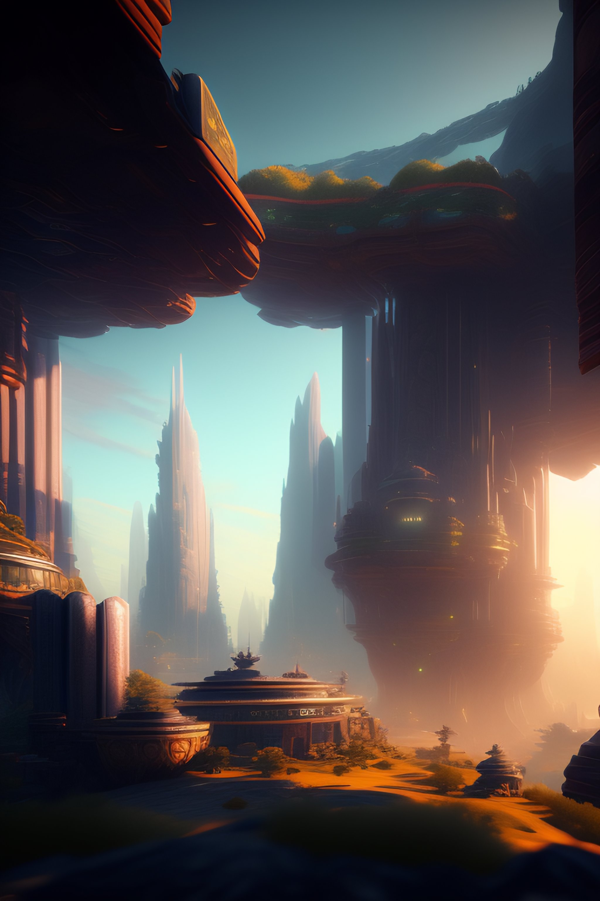 Lexica - Scenic-Aetherpunk mega city-landscape , ultra detailed diffuse ...