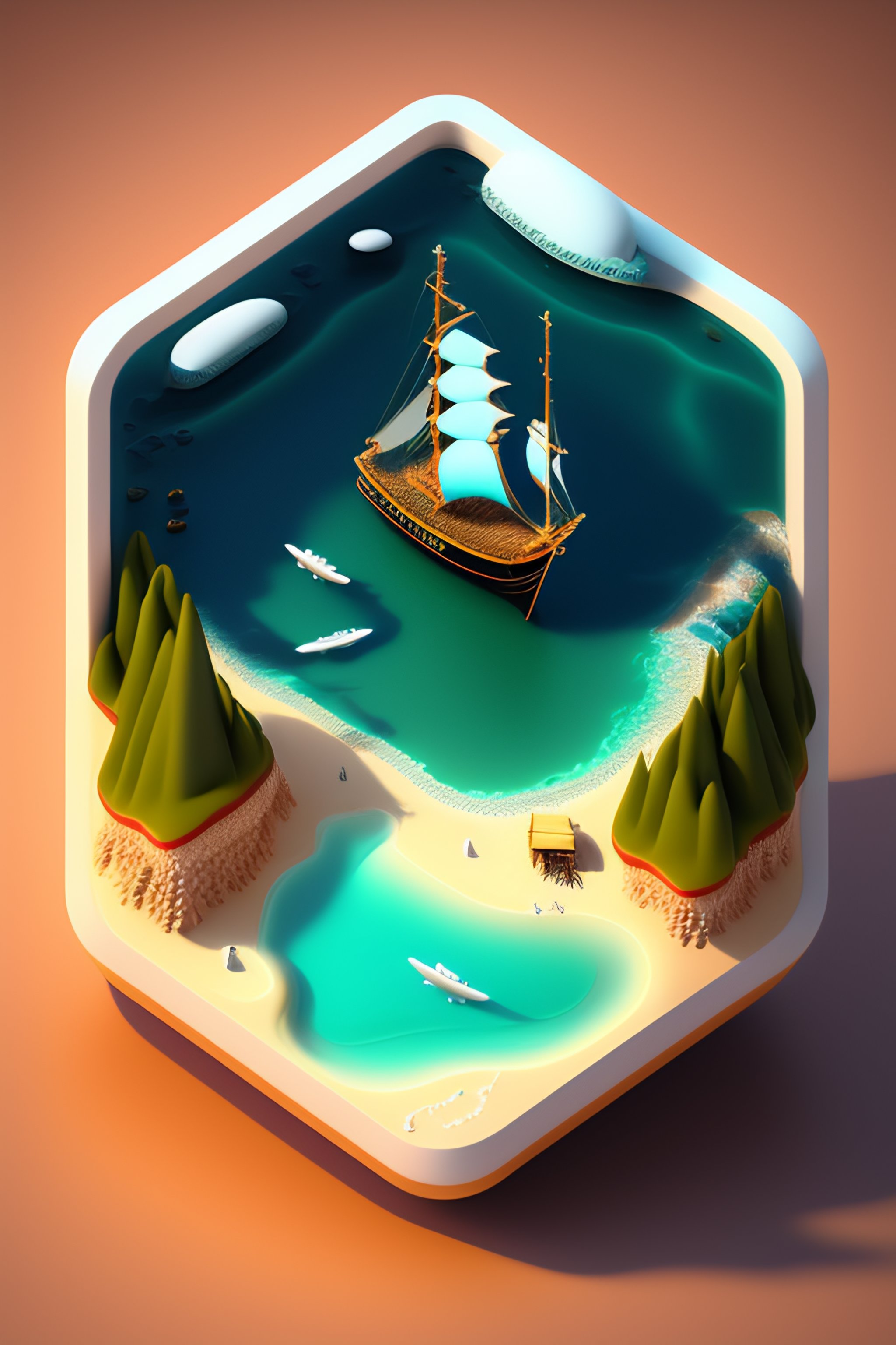 Lexica - 3d isometric sea