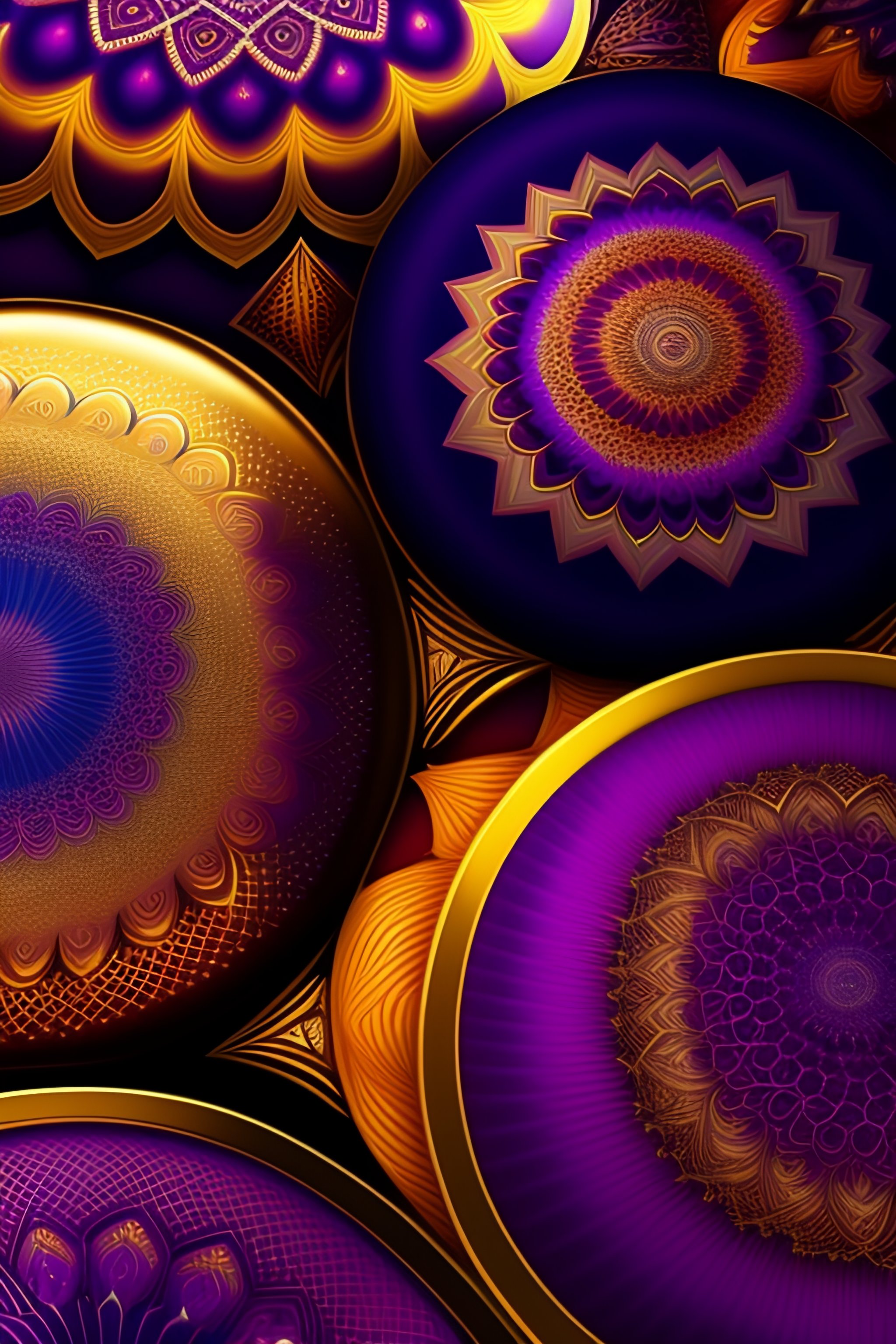 Lexica - Image of African fabric with gold and purple nature fractals ...