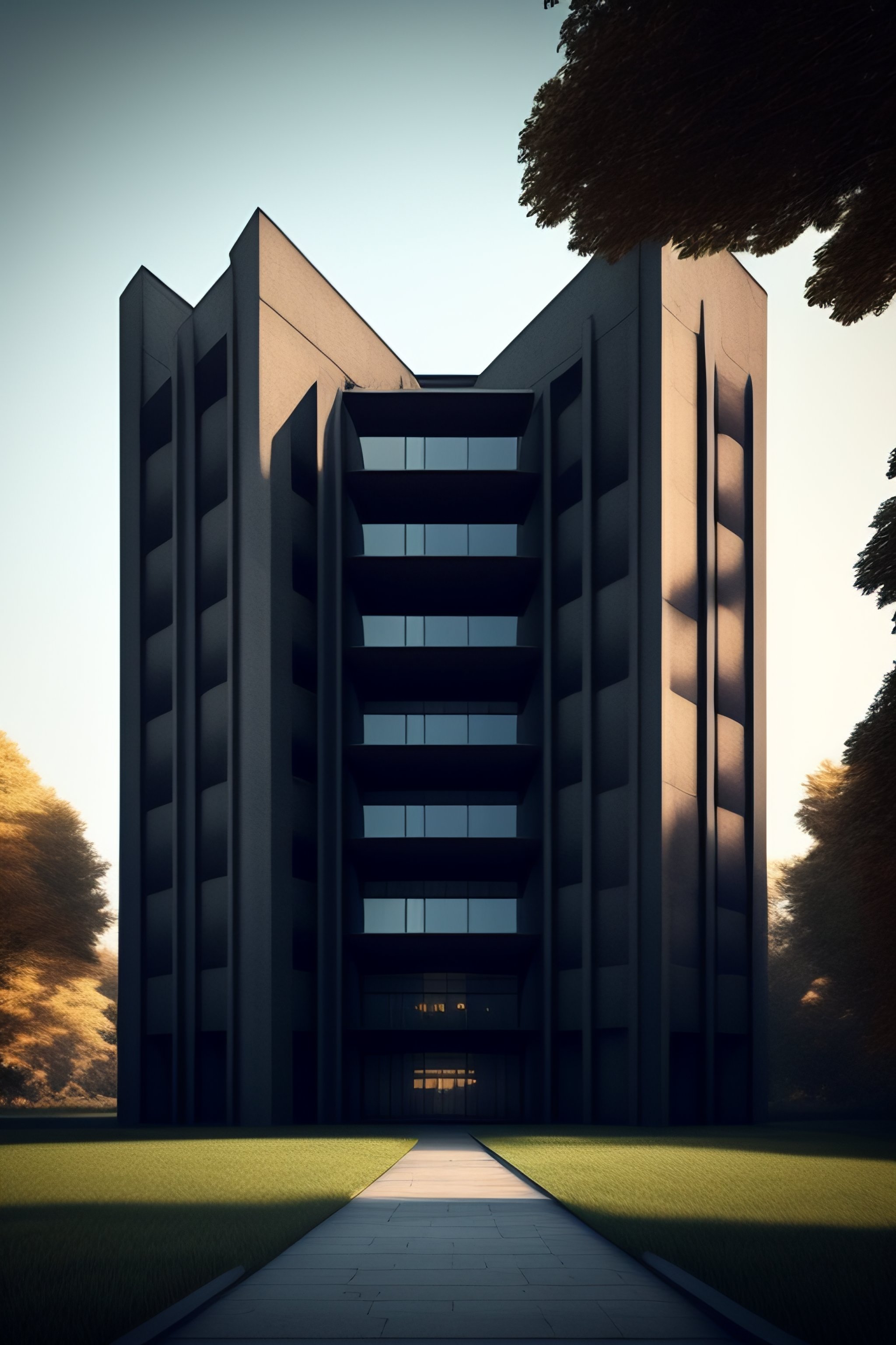 Lexica - Brutalism architecture building, shaped like Britney Spears