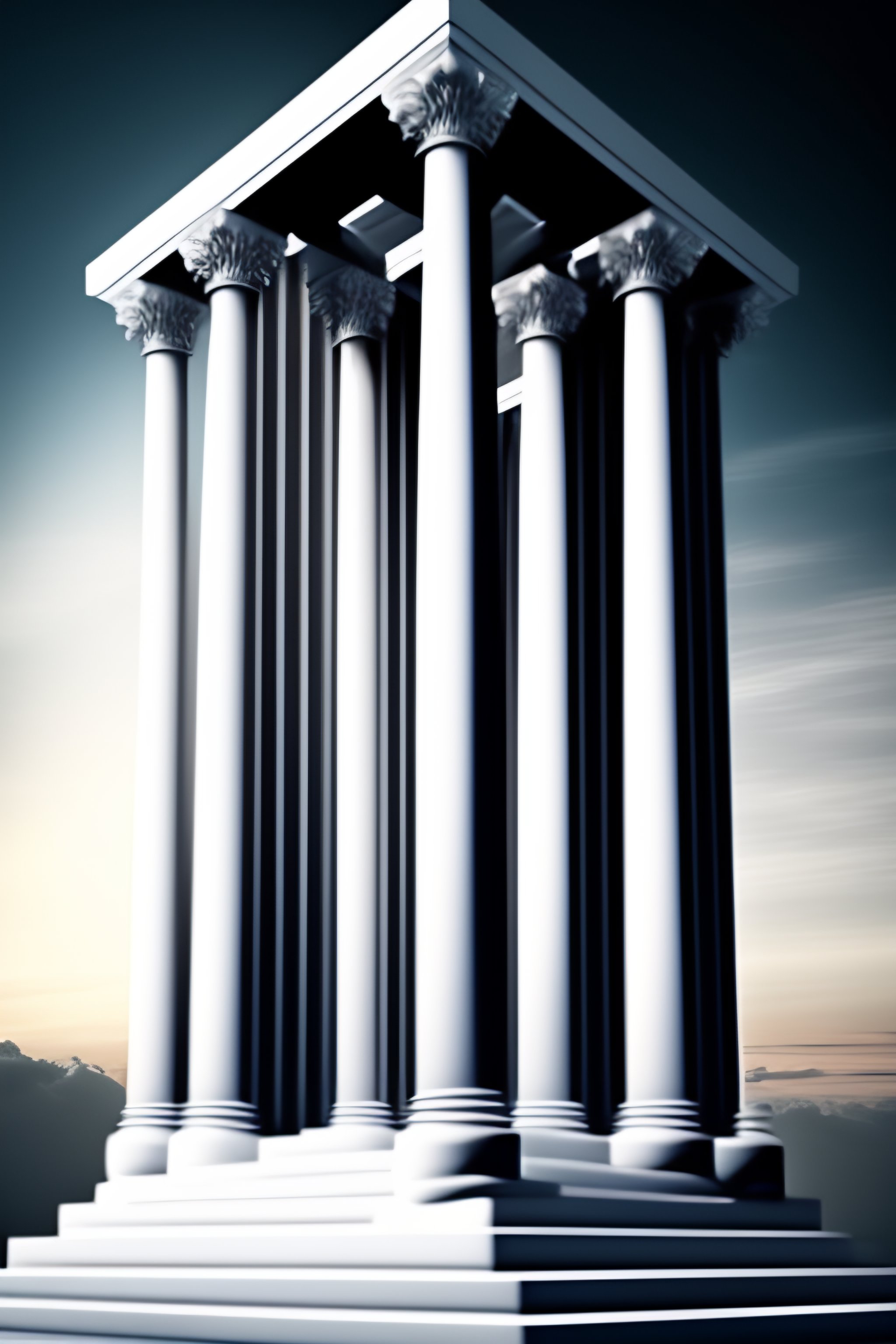 Lexica - Imagine 2 white greek pillars on a black background